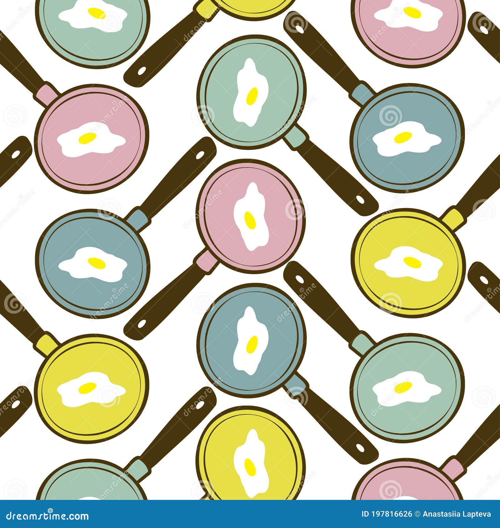 Seamless Vector Colorful Pattern of Silhouettes of Frying Pans with ...