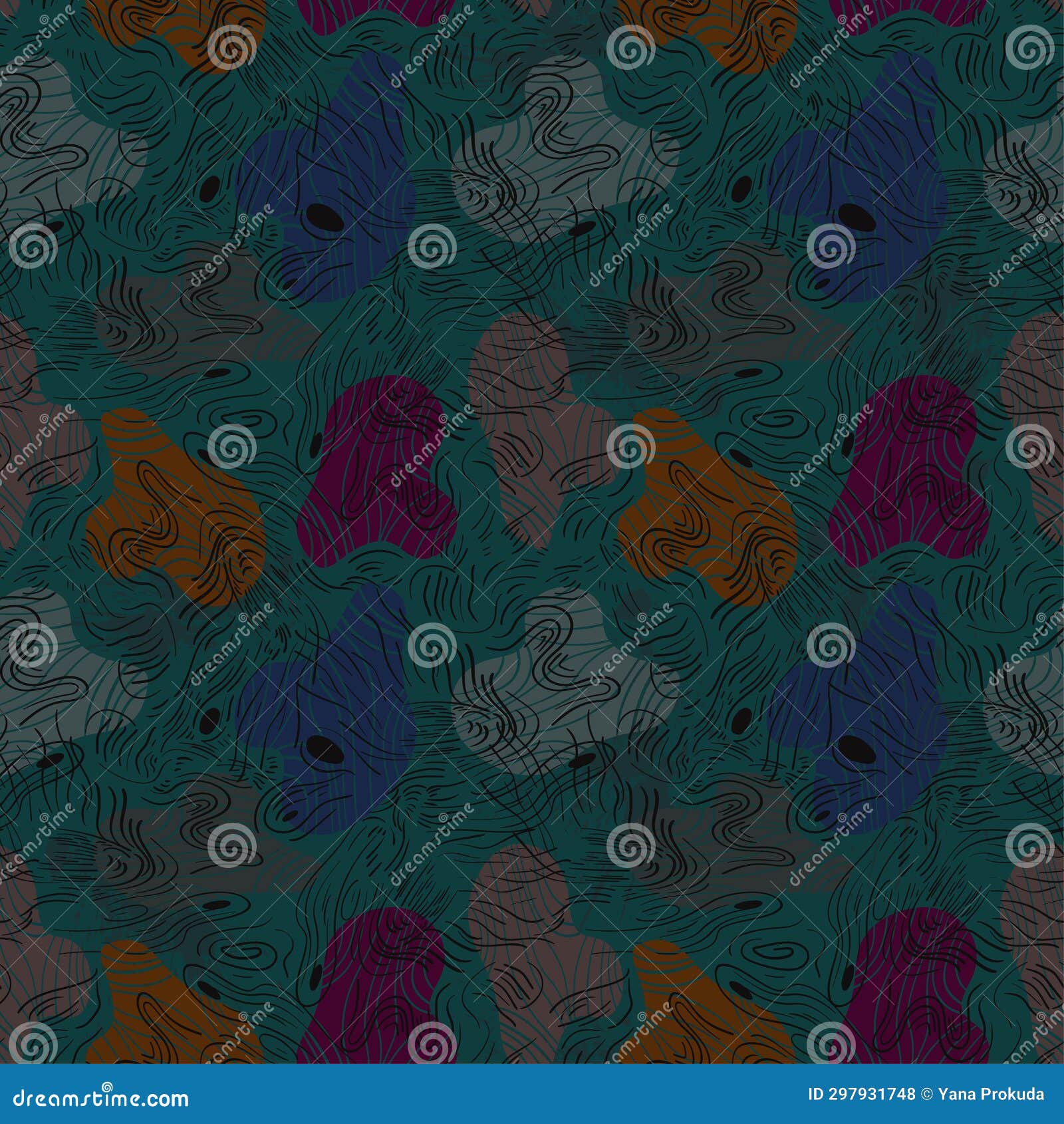 Seamless Vector Colorful Urban Pattern with Wave Lines Stock ...