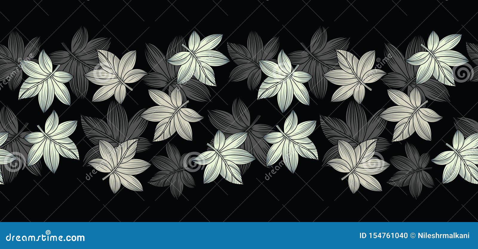 Seamless Vector Creative Leaves Border Stock Vector - Illustration of ...