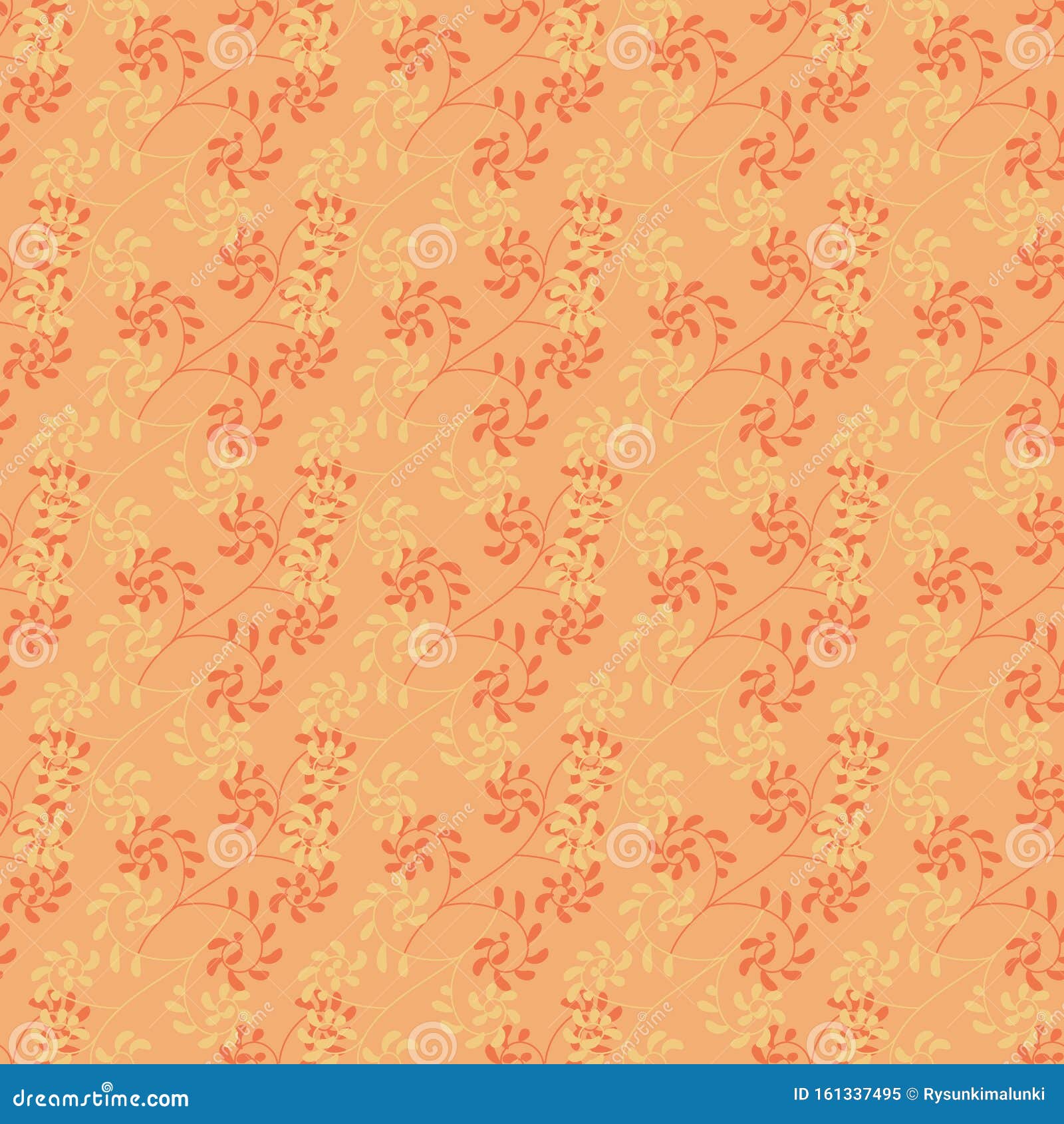 Seamless Vector Decorative Pattern with Branches in Salmon Pink Colors ...