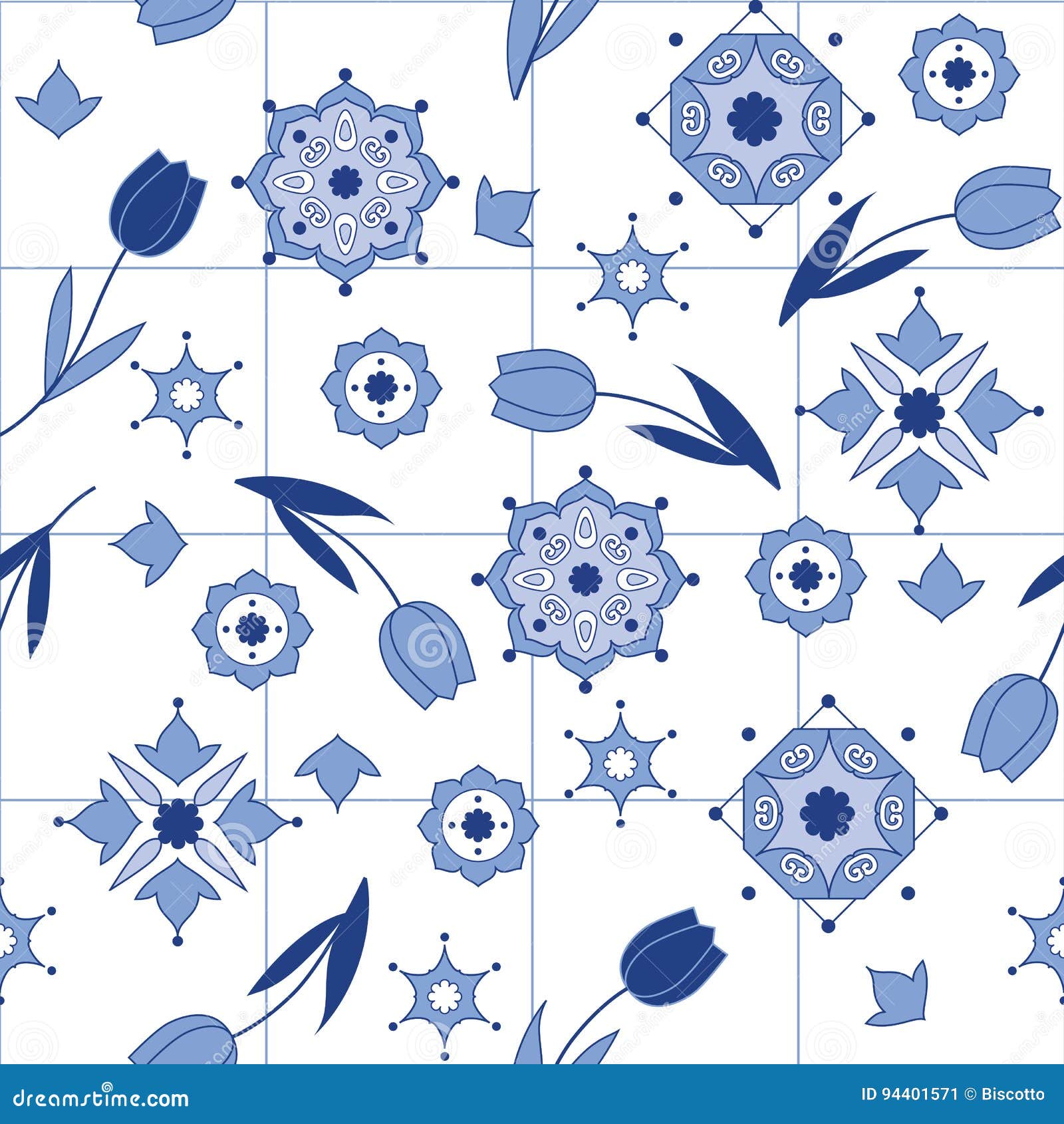 Seamless Vector Delftware Pattern Stock Vector - Illustration of ornate ...