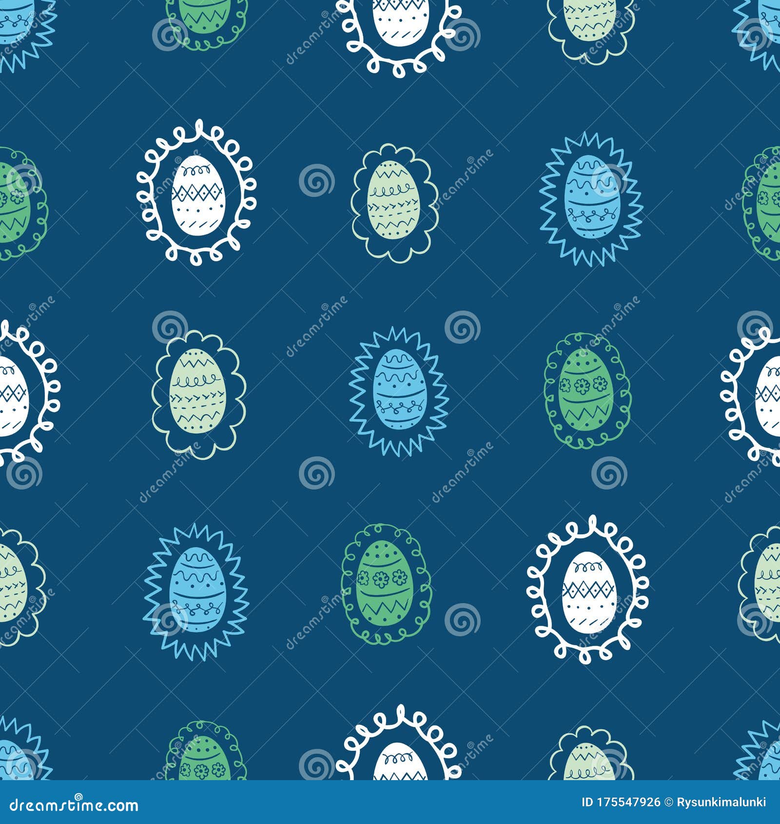 Seamless Vector Doodle Pattern with Easter Eggs Stock Vector - Illustration of decoration ...