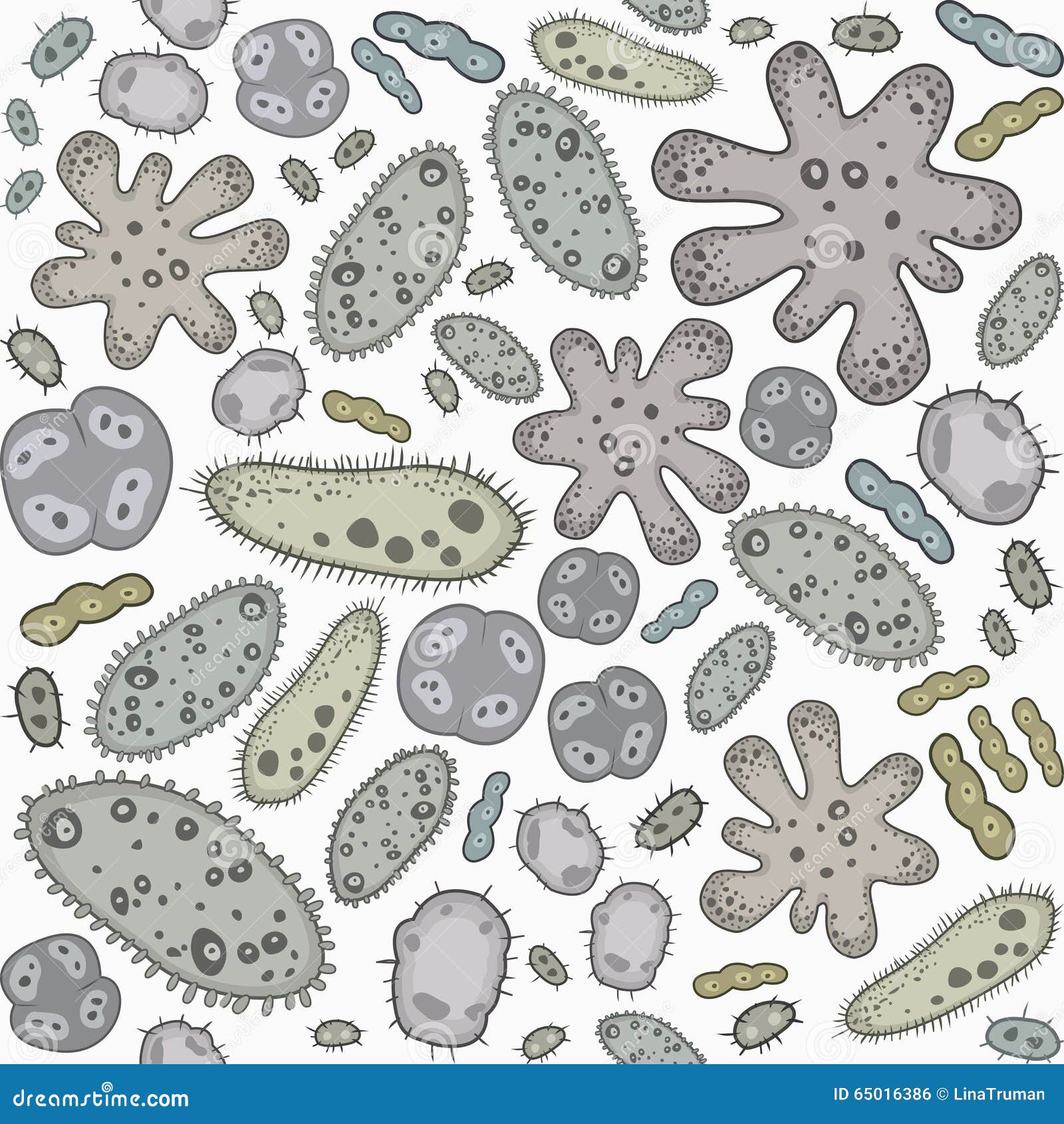 Microbes And Bacteria Seamless Border Collection Cartoon Vector ...