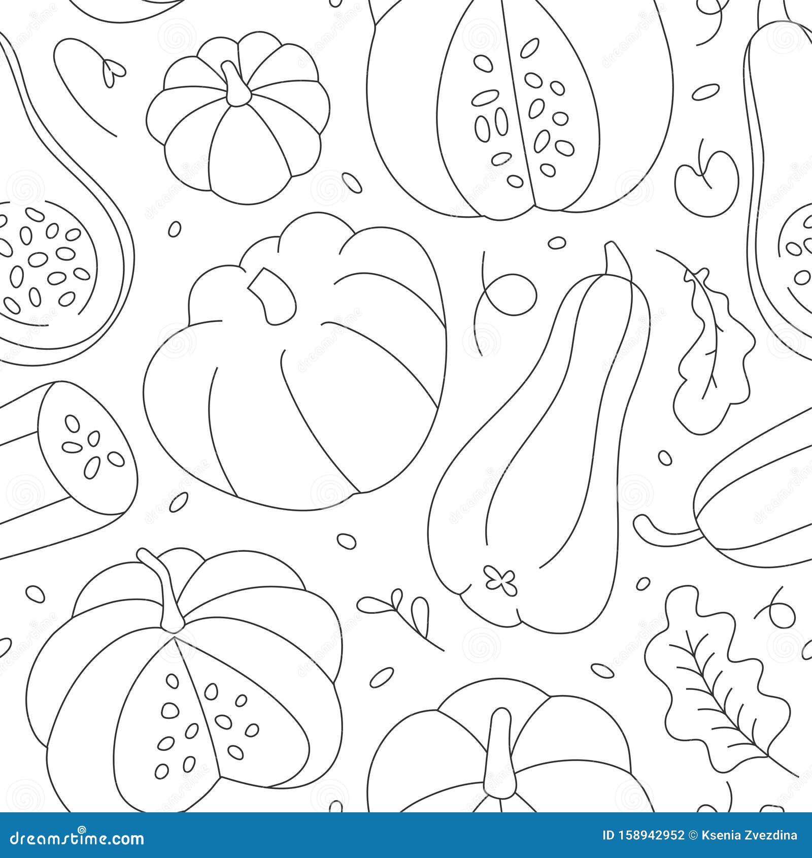 Seamless Vector Endless Background With Various Shape Pumkins. Autumn ...