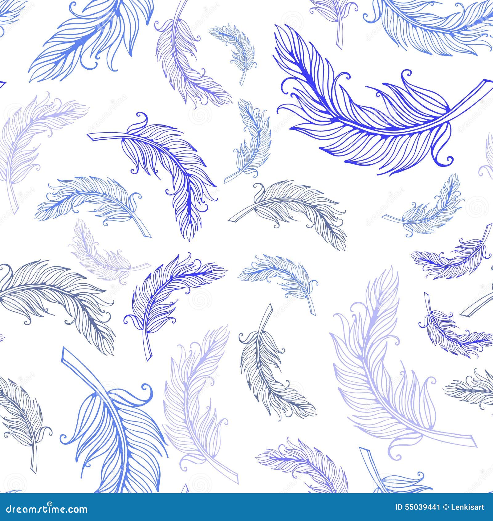 Seamless Vector Feather Pattern Stock Vector - Illustration of drawing ...