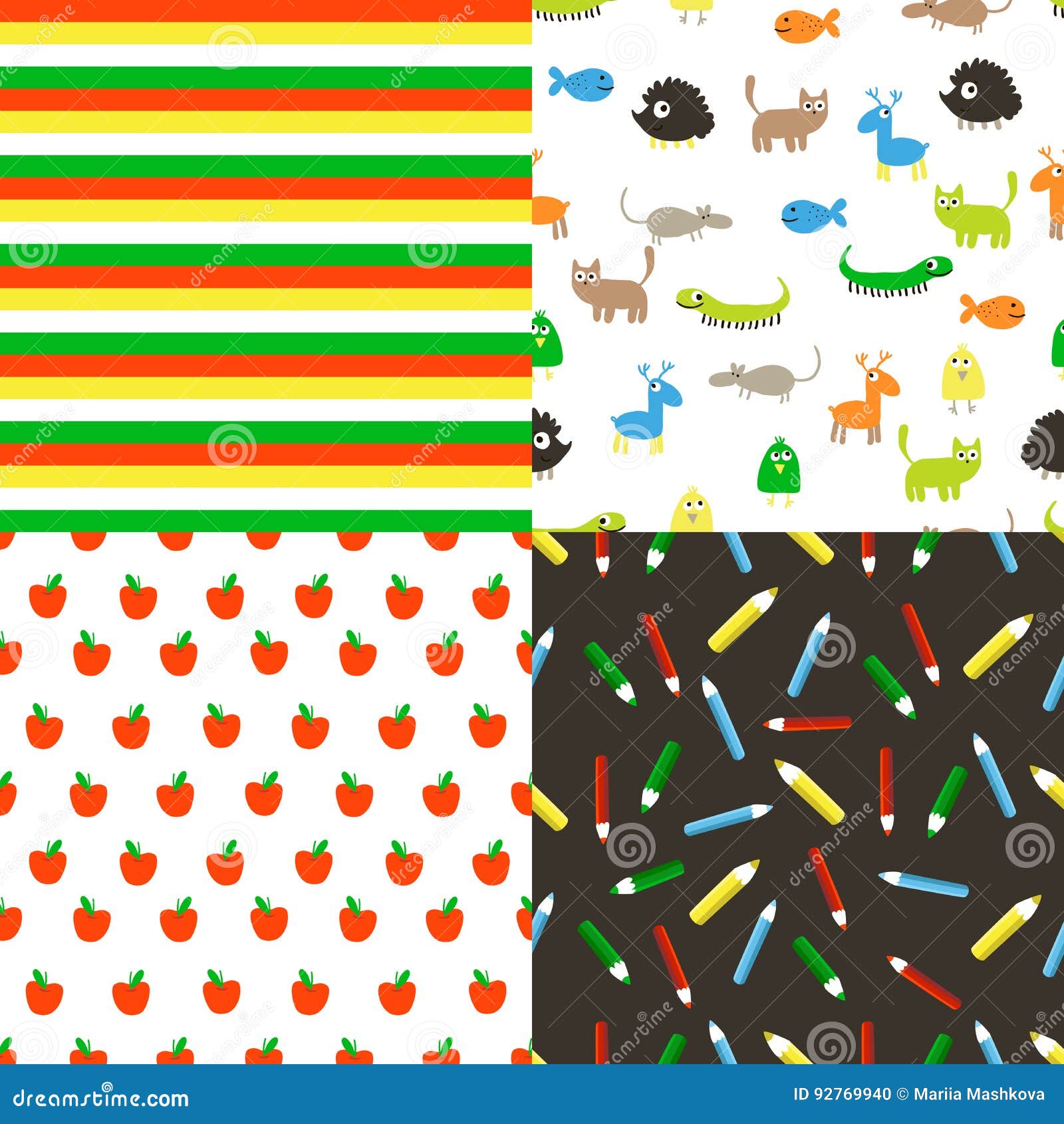 Seamless Vector Flat Patterns. Stock Vector - Illustration of apple ...
