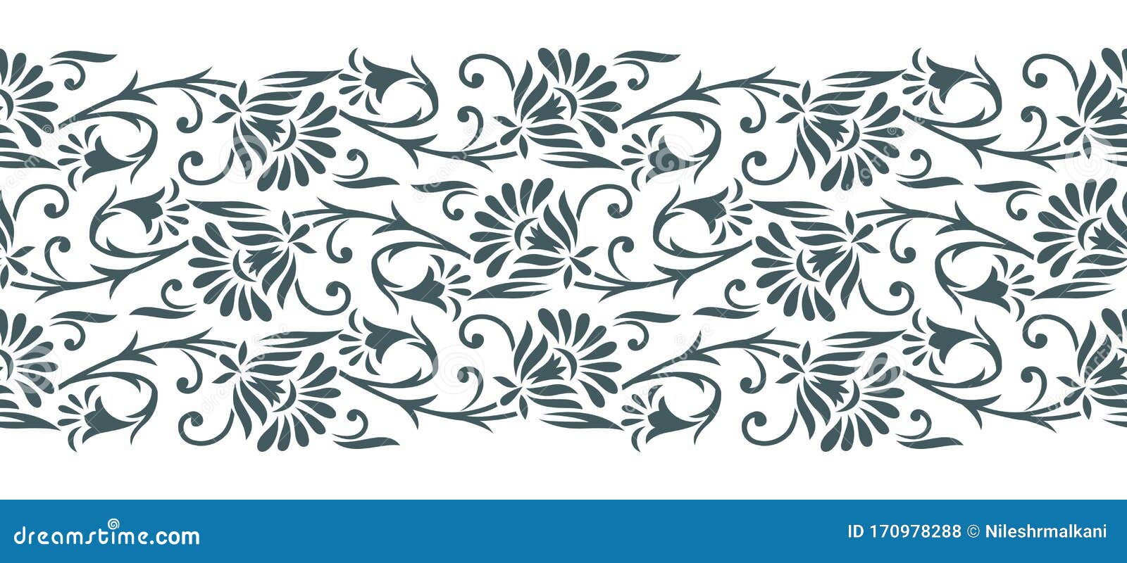 Seamless Vector Floral Border Design Stock Vector - Illustration of ...
