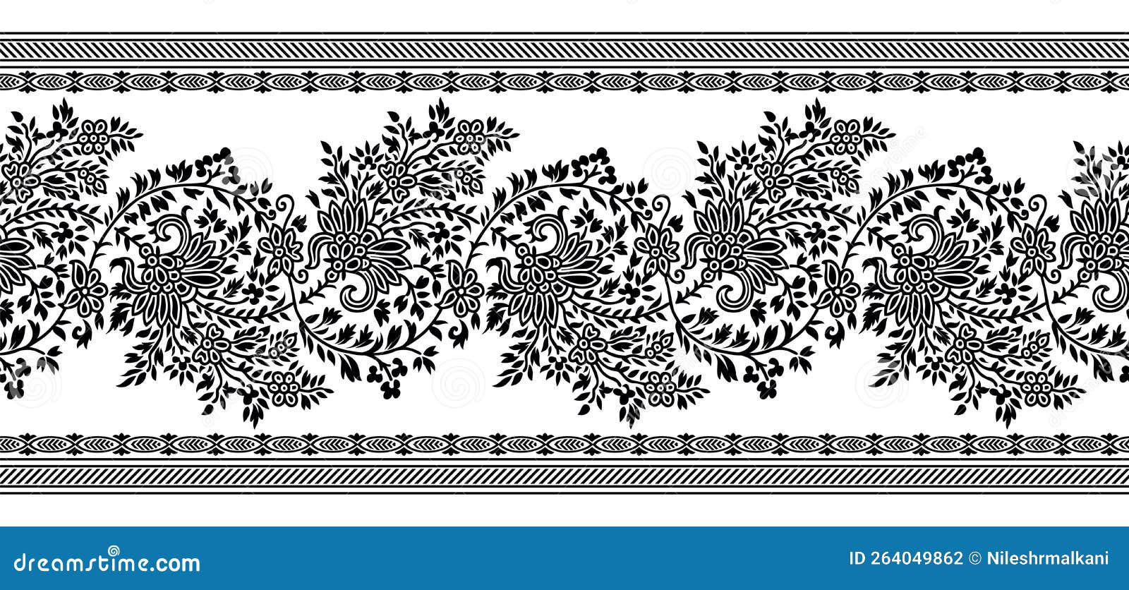 Vector Floral Border with Geometrical Shape Stock Vector - Illustration ...