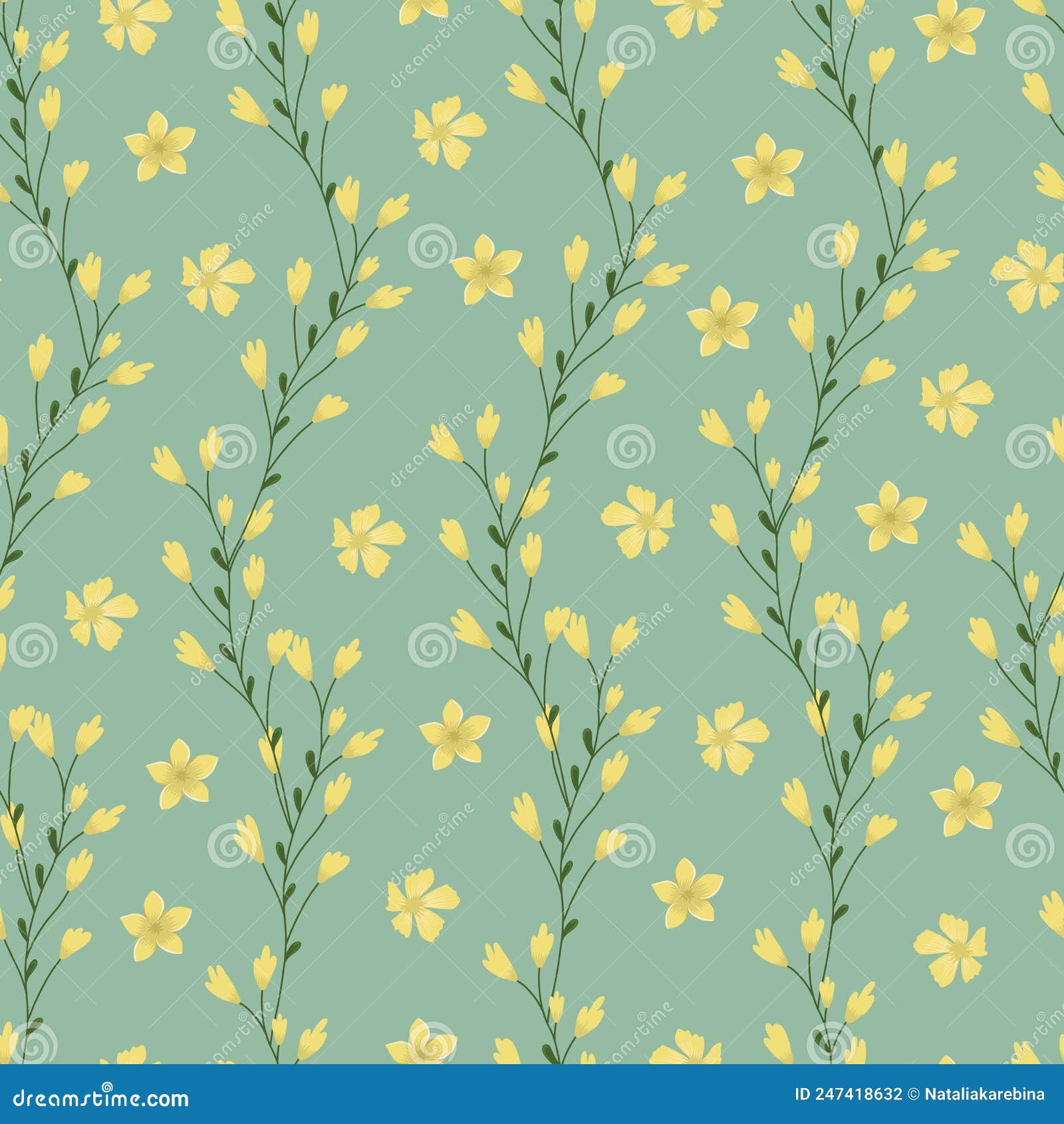 Seamless Vector Floral Pattern Background. Vector Textures with Yellow ...