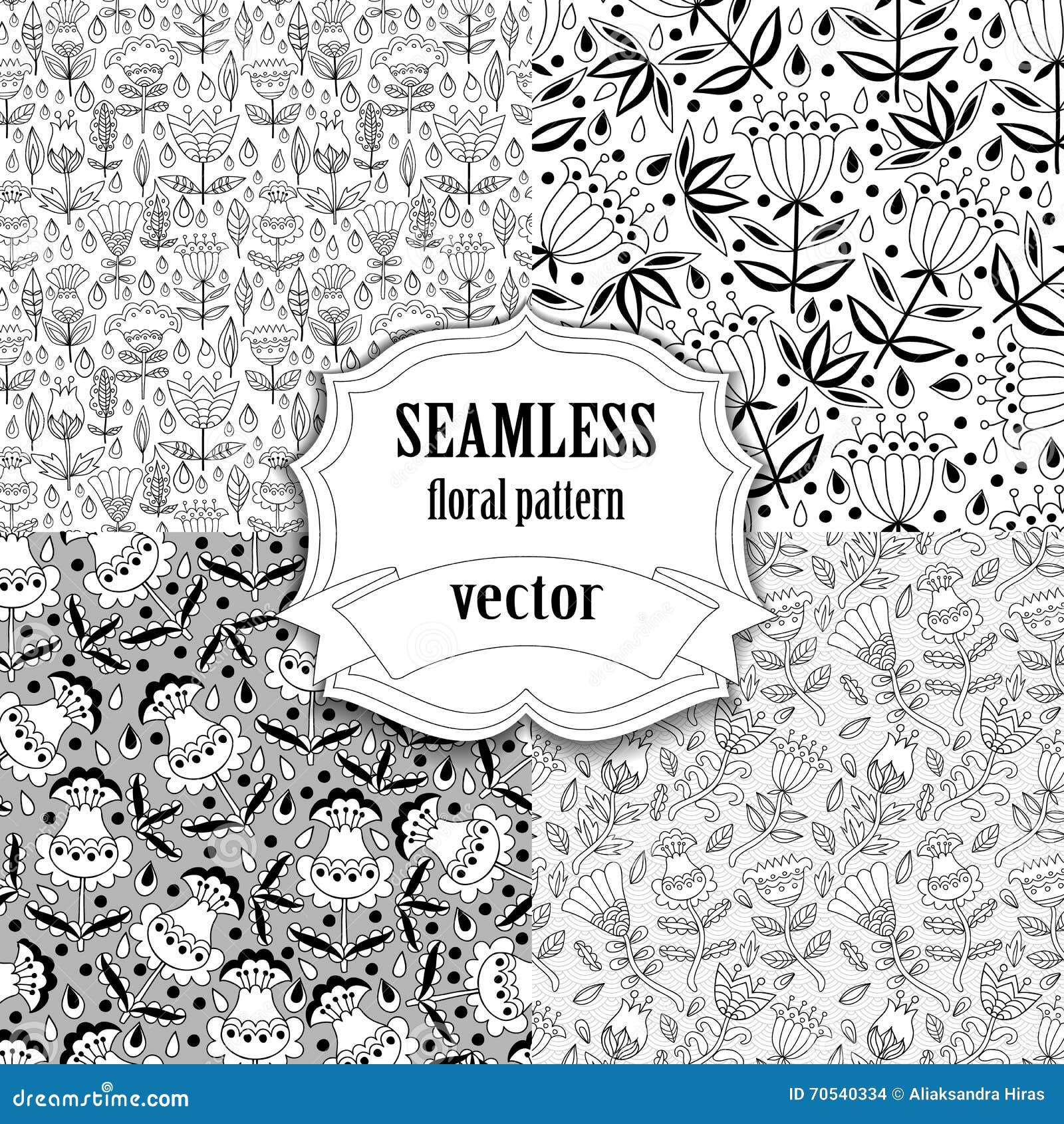 Seamless Vector Floral Pattern Collection Stock Vector - Illustration ...