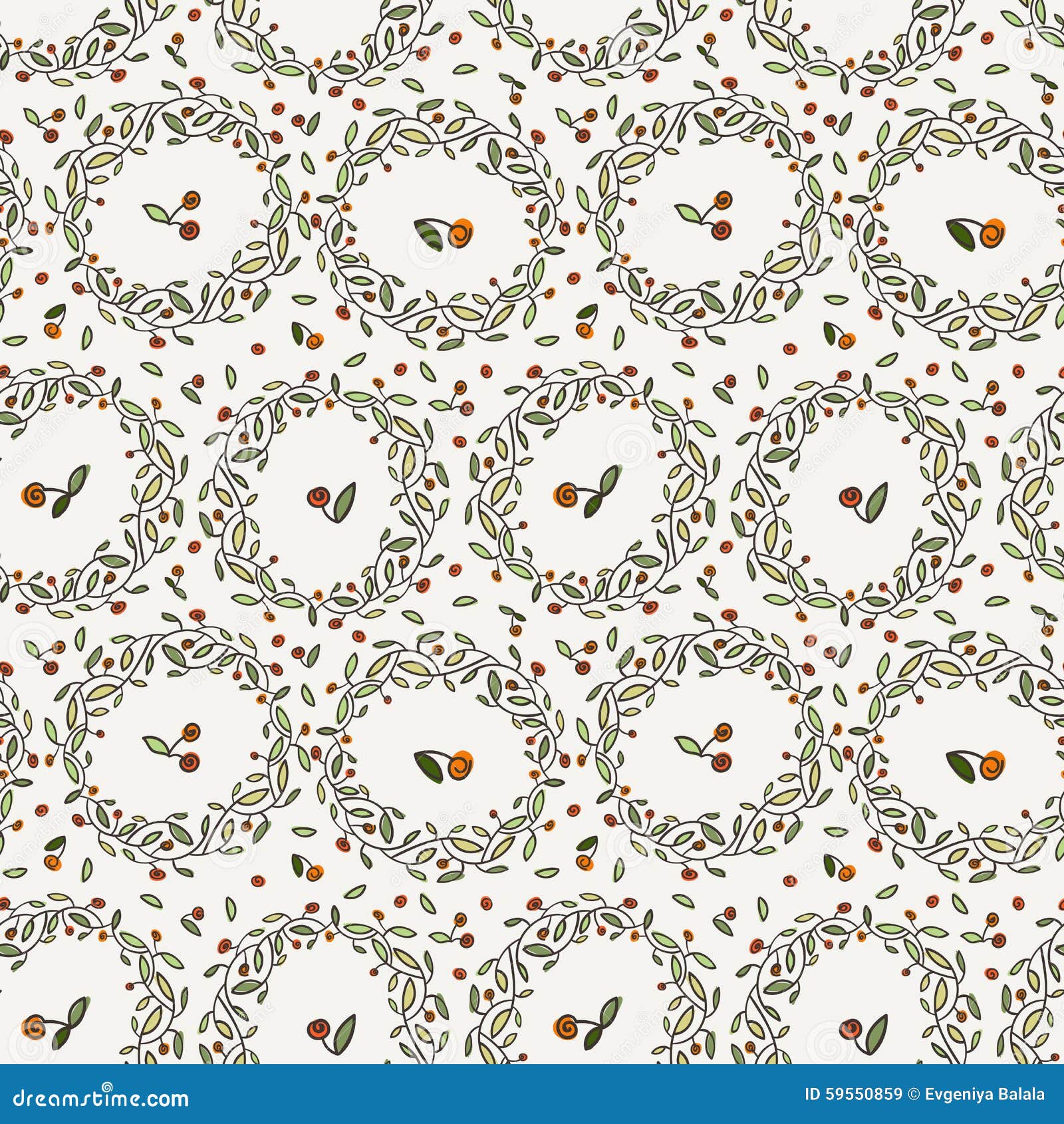 Seamless Vector Floral Pattern of Curved Spring Stock Vector ...