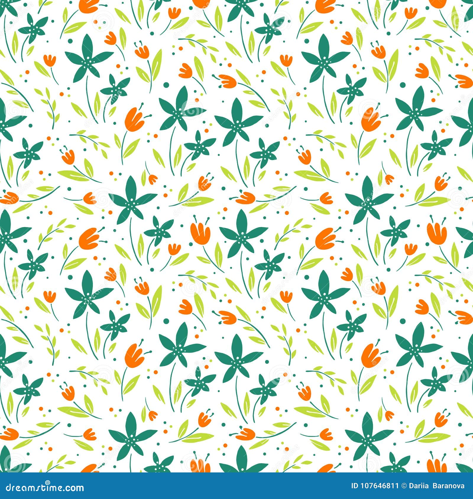 Hand Drawn Surface Pattern Design with Flowers in Garden Stock Vector ...