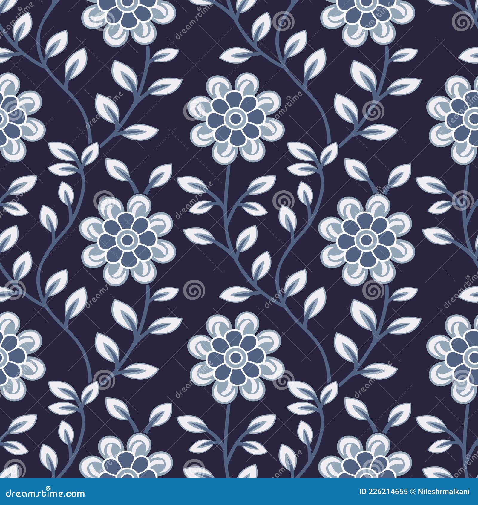 Seamless Vector Flower Pattern Design Stock Vector - Illustration of ...