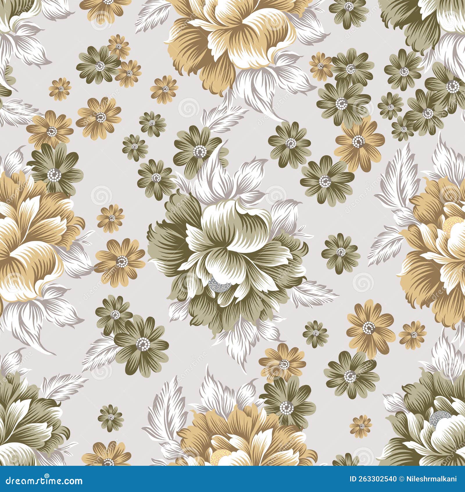 Seamless Vector Flower Pattern Design Stock Vector - Illustration of ...