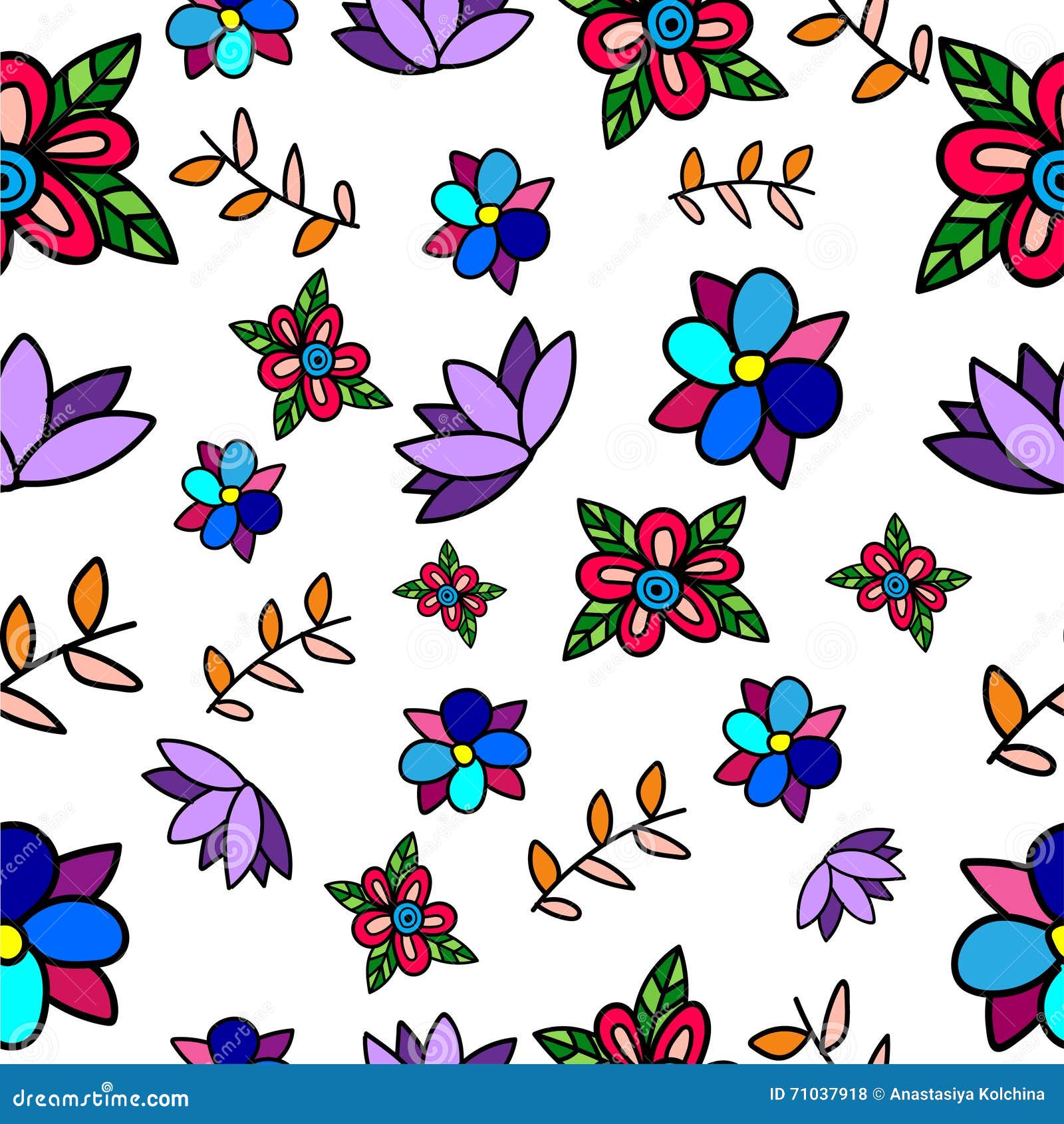 Seamless Vector Flower Pattern Stock Vector - Illustration of ornament ...