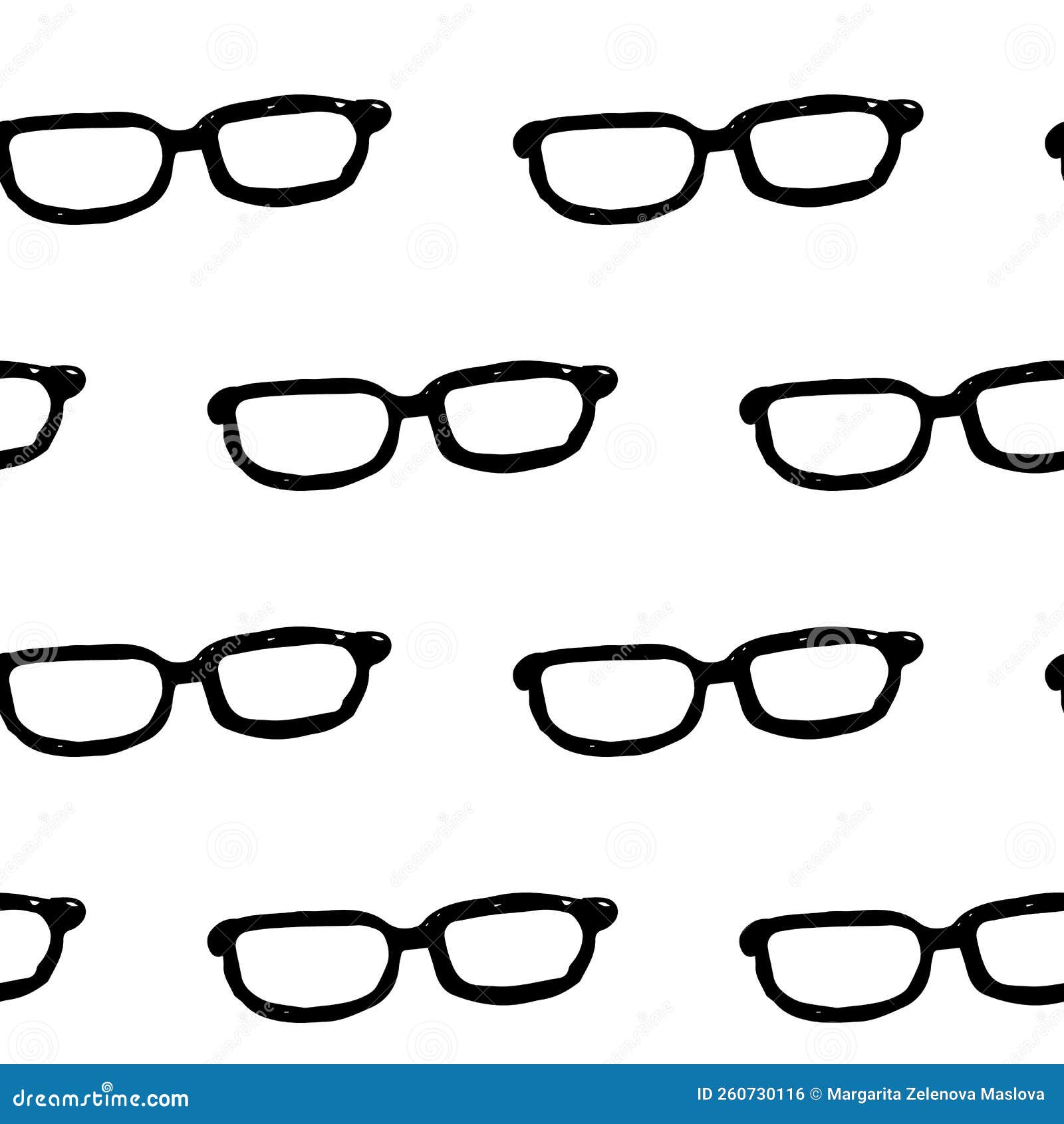 Seamless Vector Fun Pattern of Black Glasses Stock Vector - Illustration of doodle, pattern ...