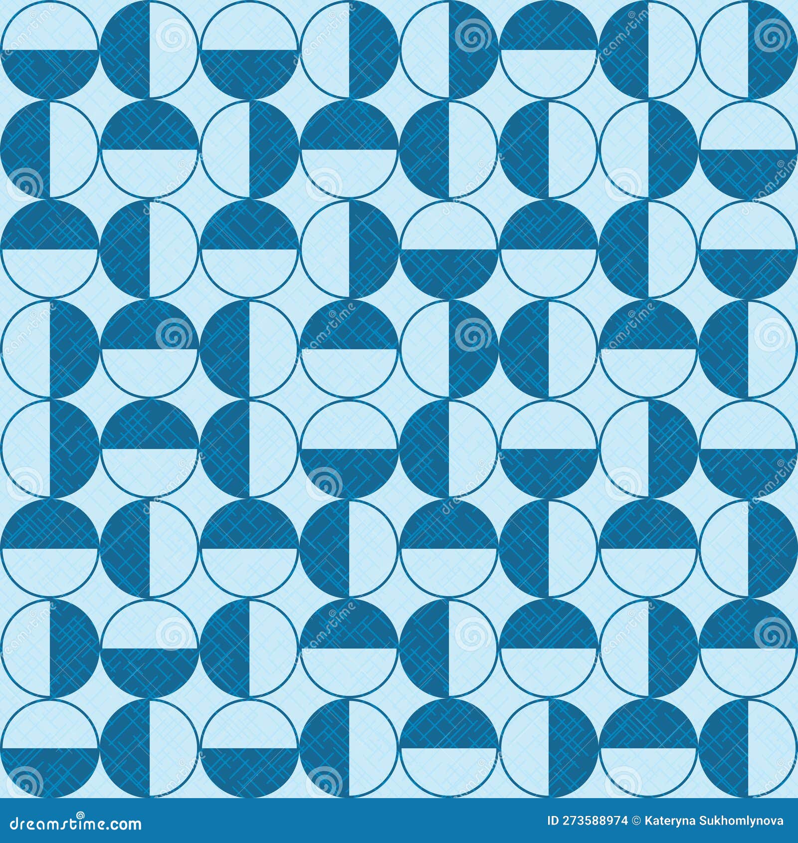 Seamless Vector Geometric Pattern with Blue Half Circles. Texture ...