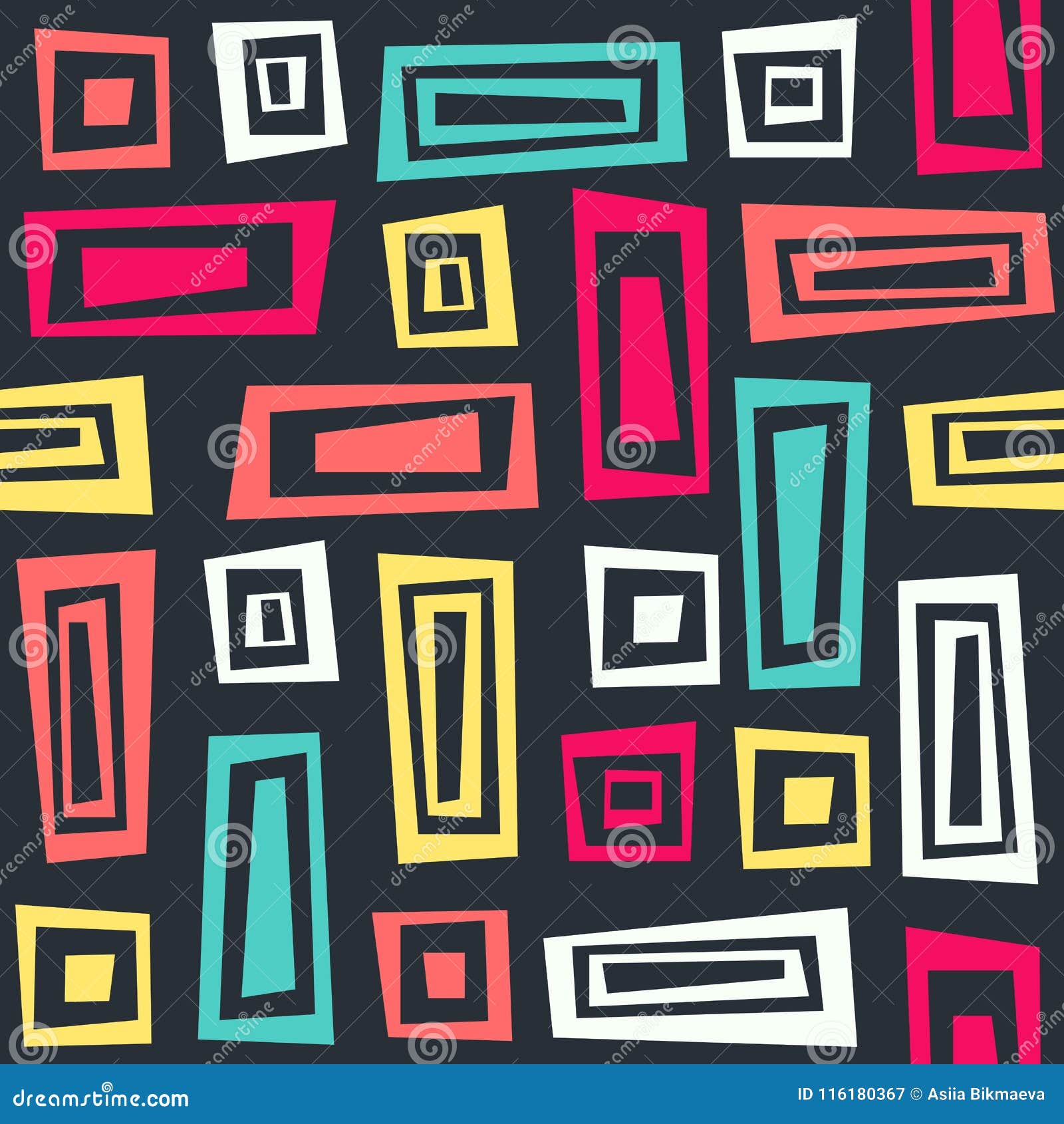 Seamless Vector Geometric Pattern with Hand-drawn Rectangles. Ab Stock ...