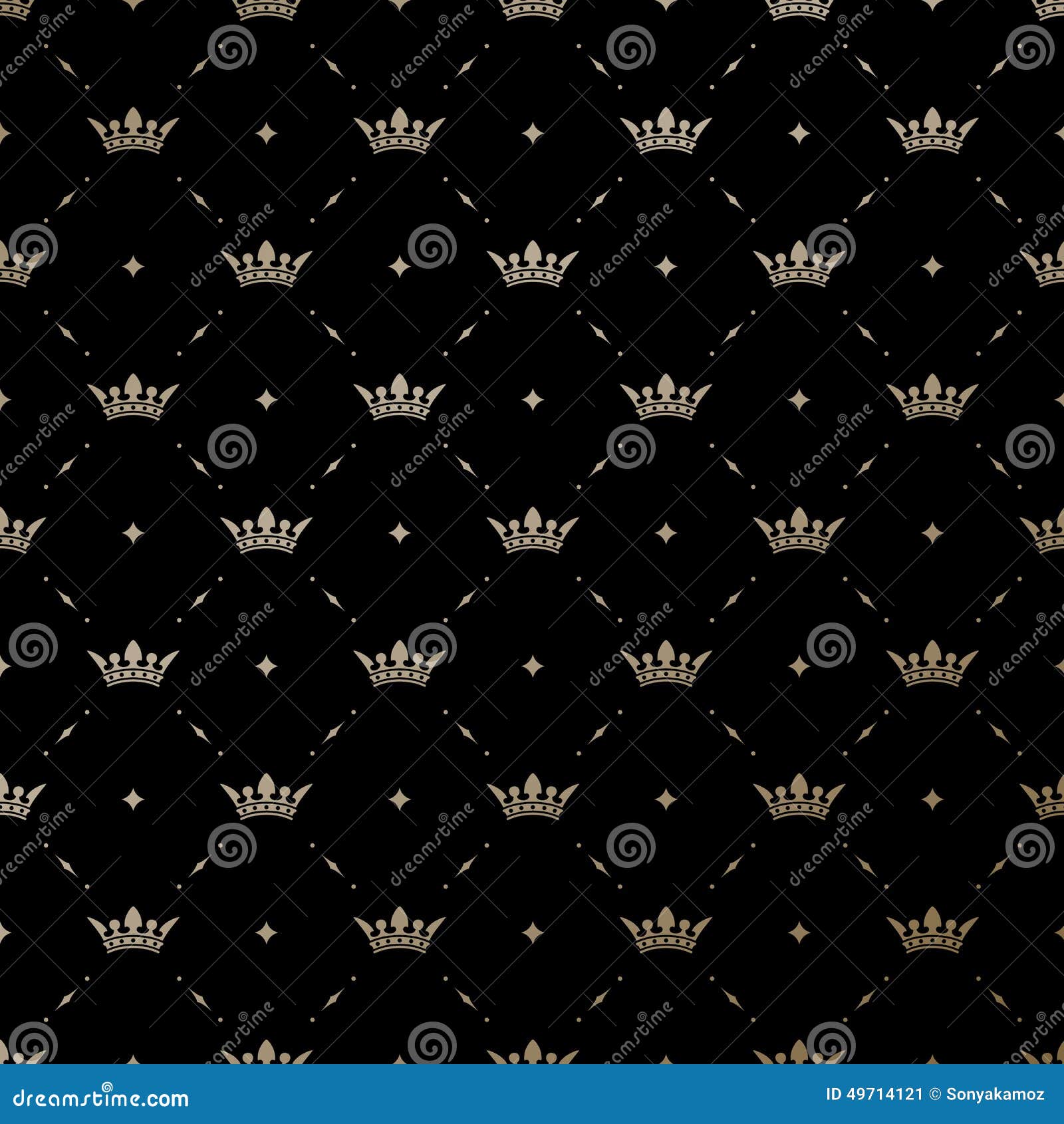 Seamless Vector Gold Pattern with King Crowns Stock Vector ...