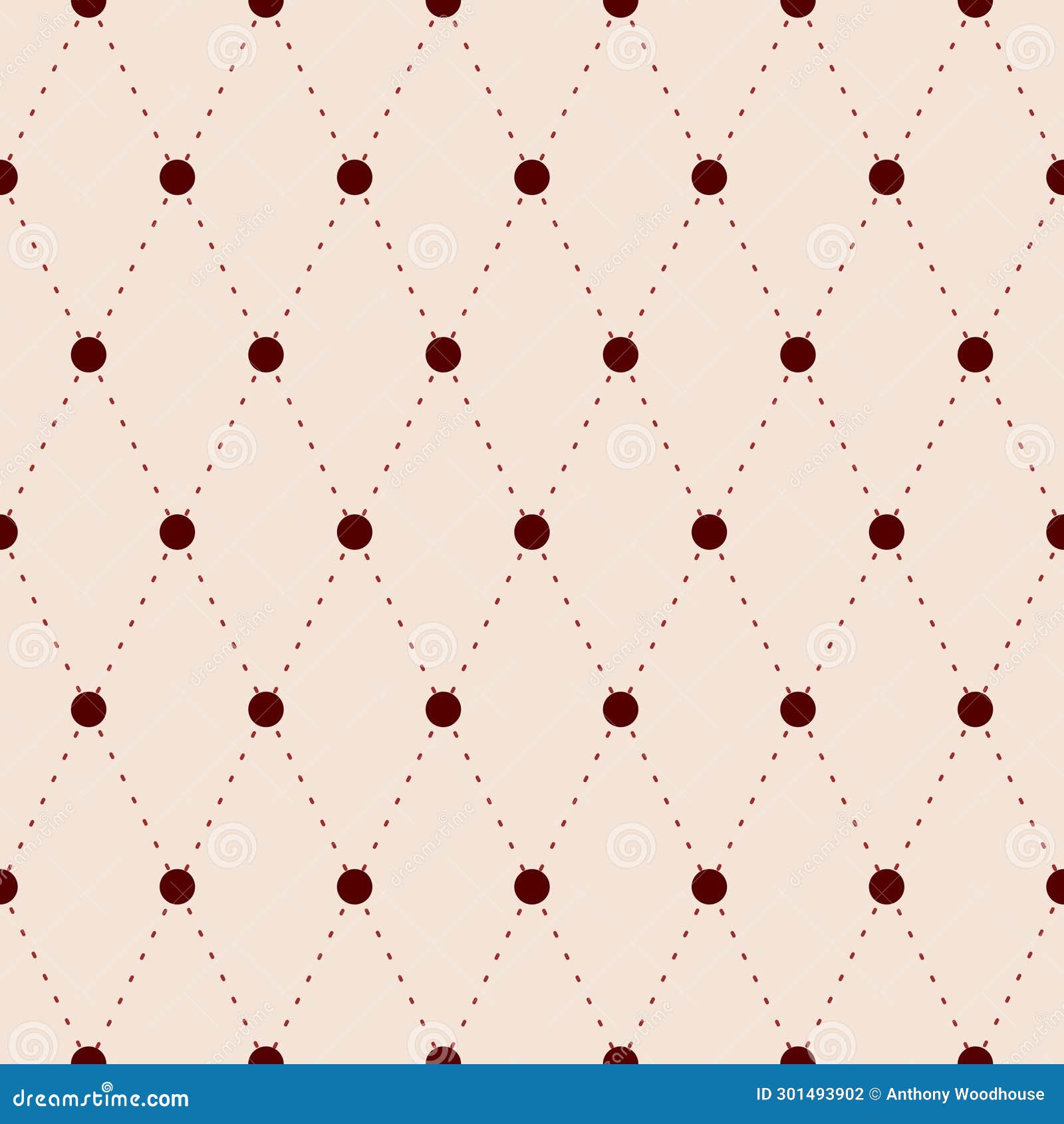 Seamless Vector Graphic of Brown Dots Linked by Brown Dashed Diagonal ...