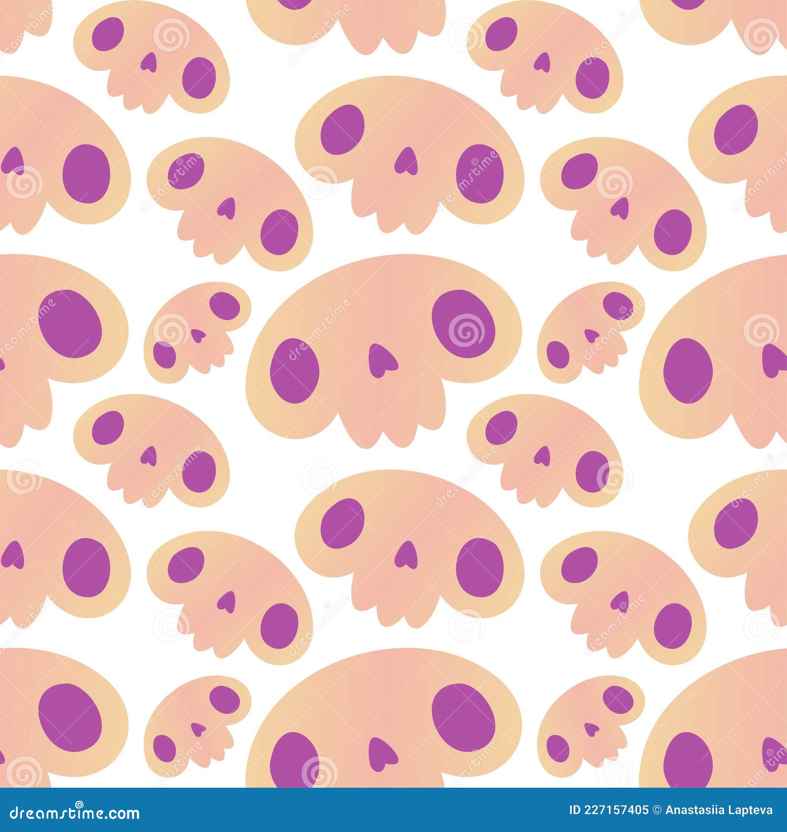Seamless Vector Grey Pattern of Skulls with Teeth in Lines in Pastel ...