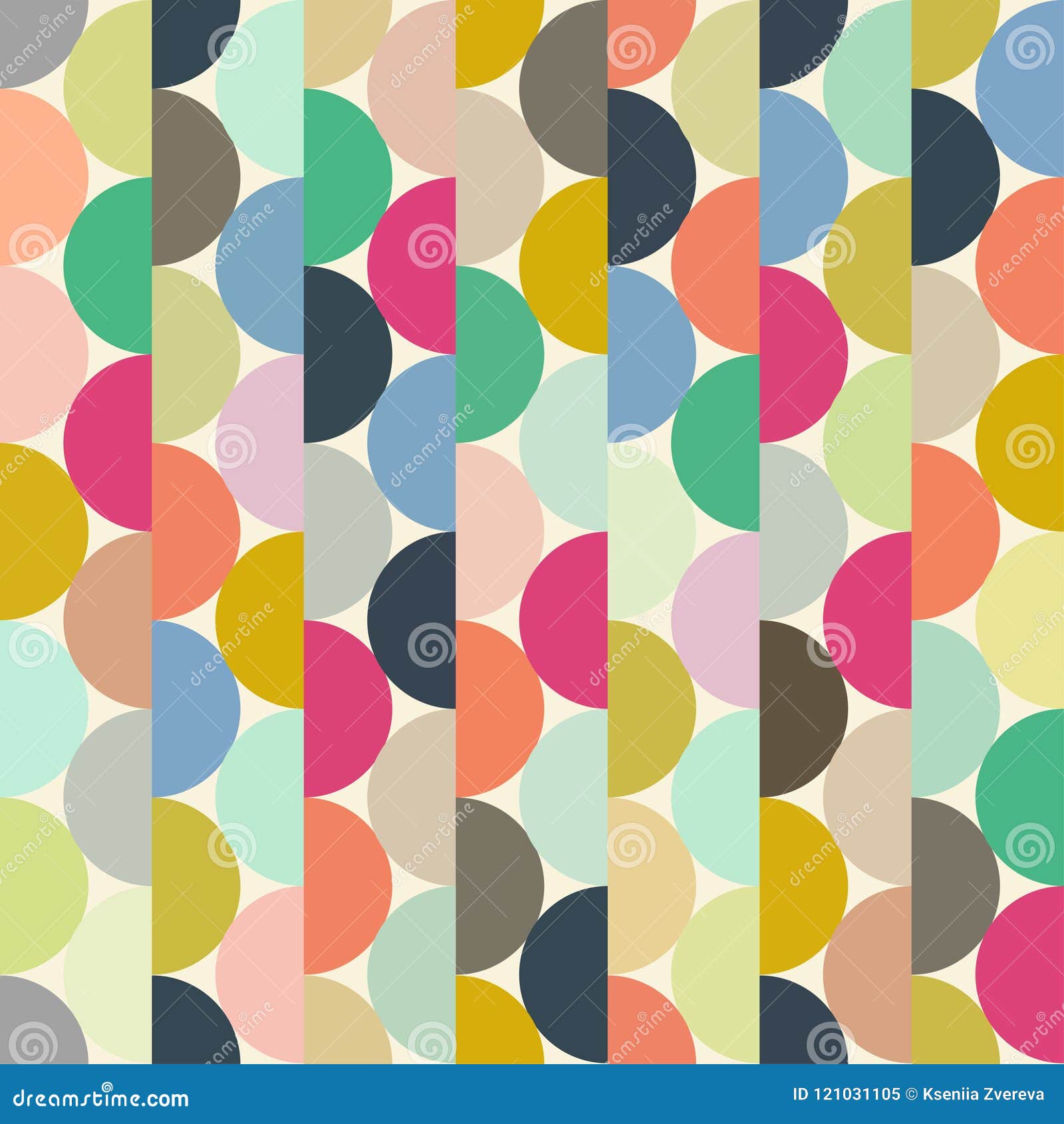 Seamless Vector Halves Rounds Colourful Vertical Pattern Stock Vector ...