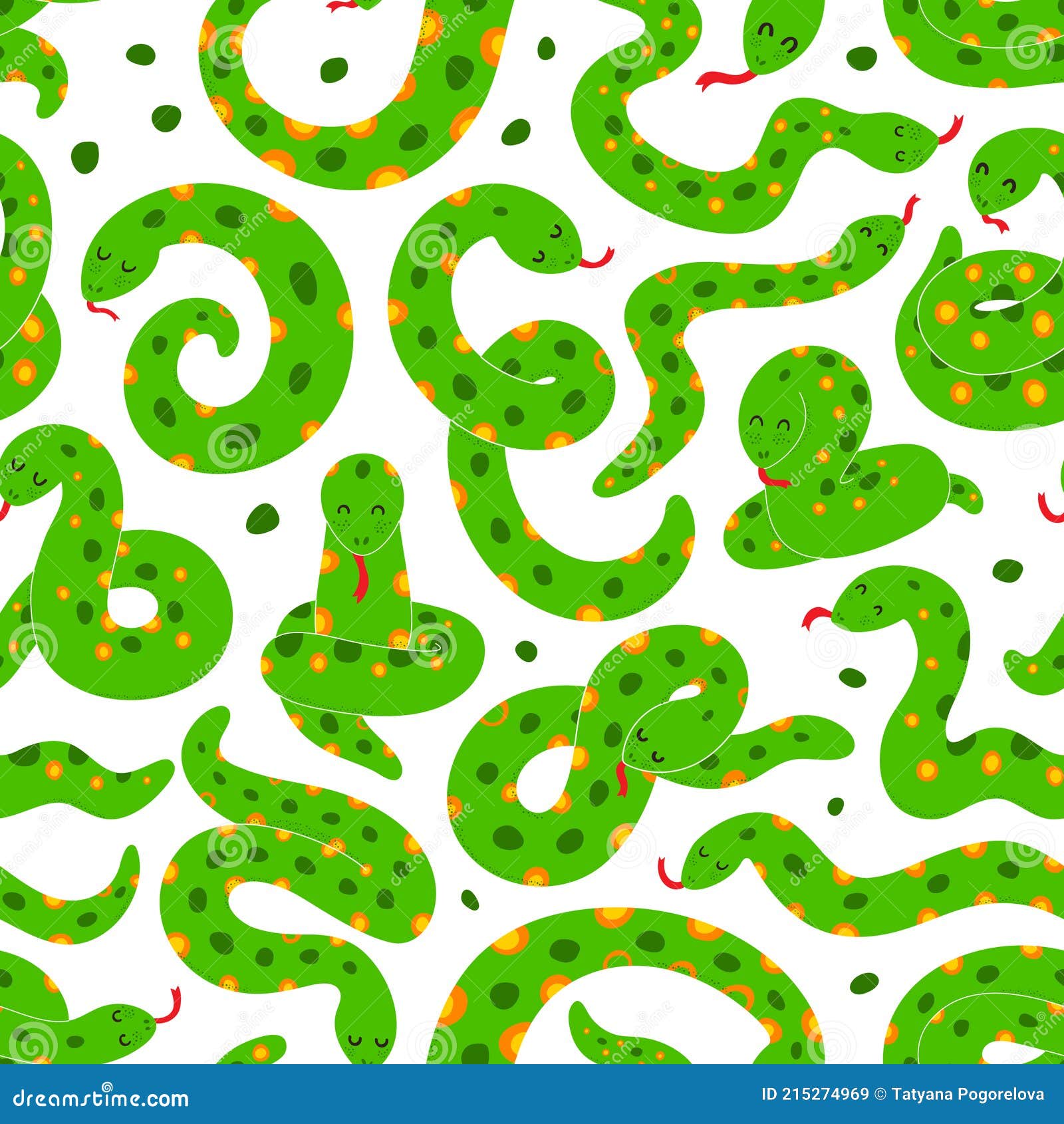 Seamless Vector Hand Drawn Pattern with Snakes Stock Vector ...