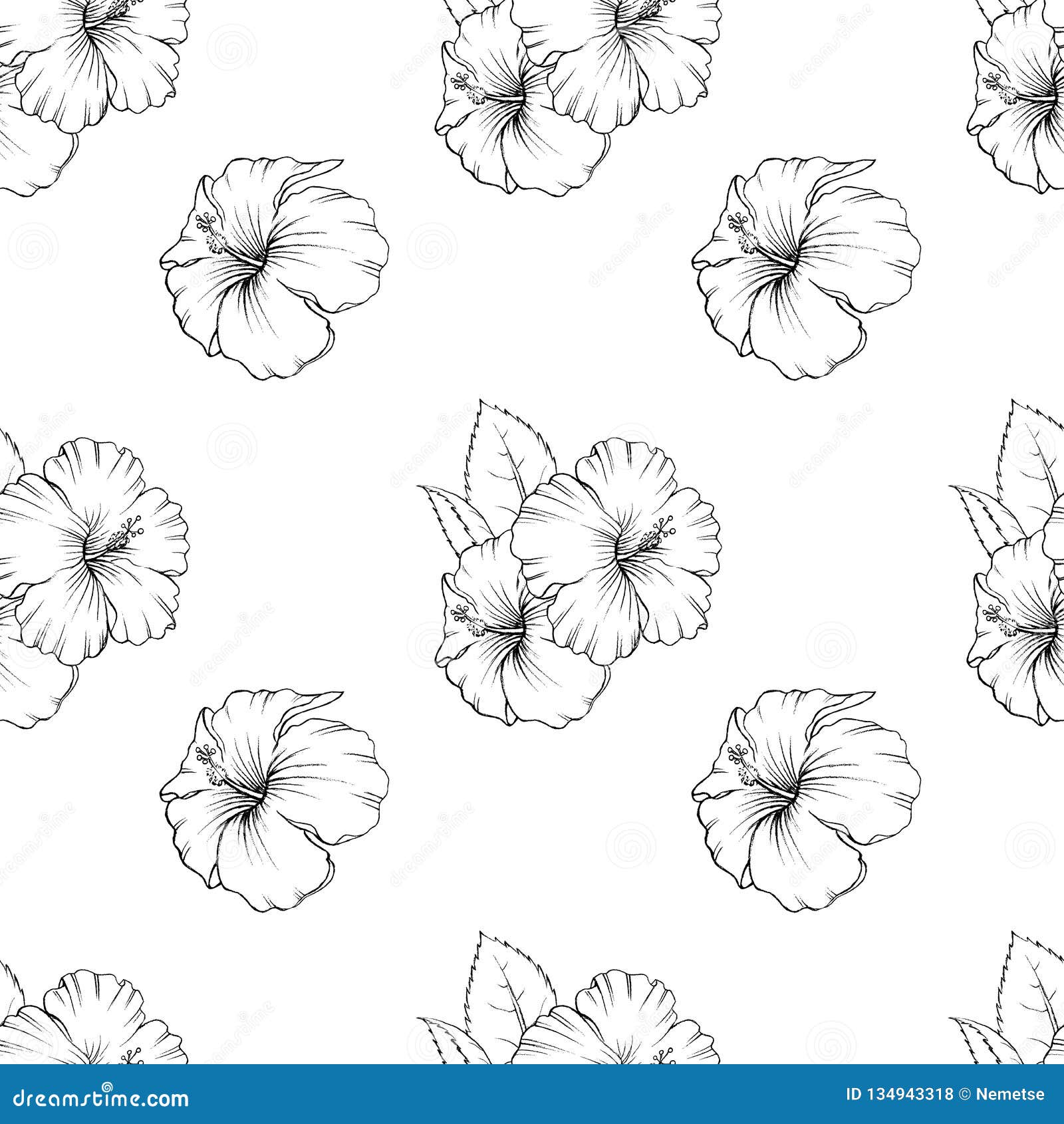 Hibiscus seamless pattern stock vector. Illustration of abstract ...