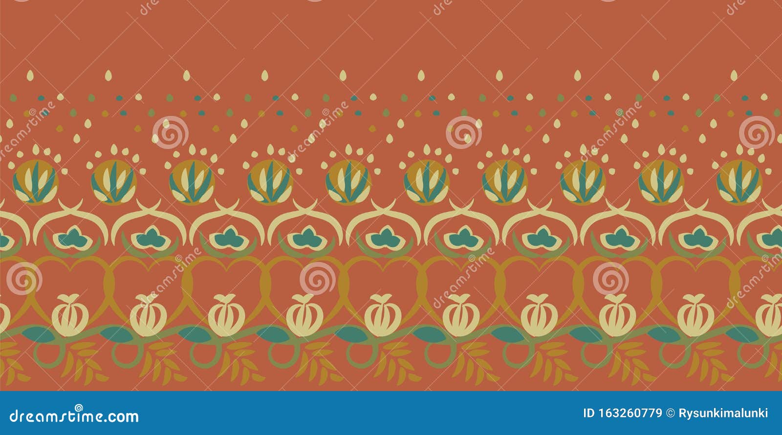 Seamless Vector Horizontal Border Floral Folk Border Print Stock Vector ...