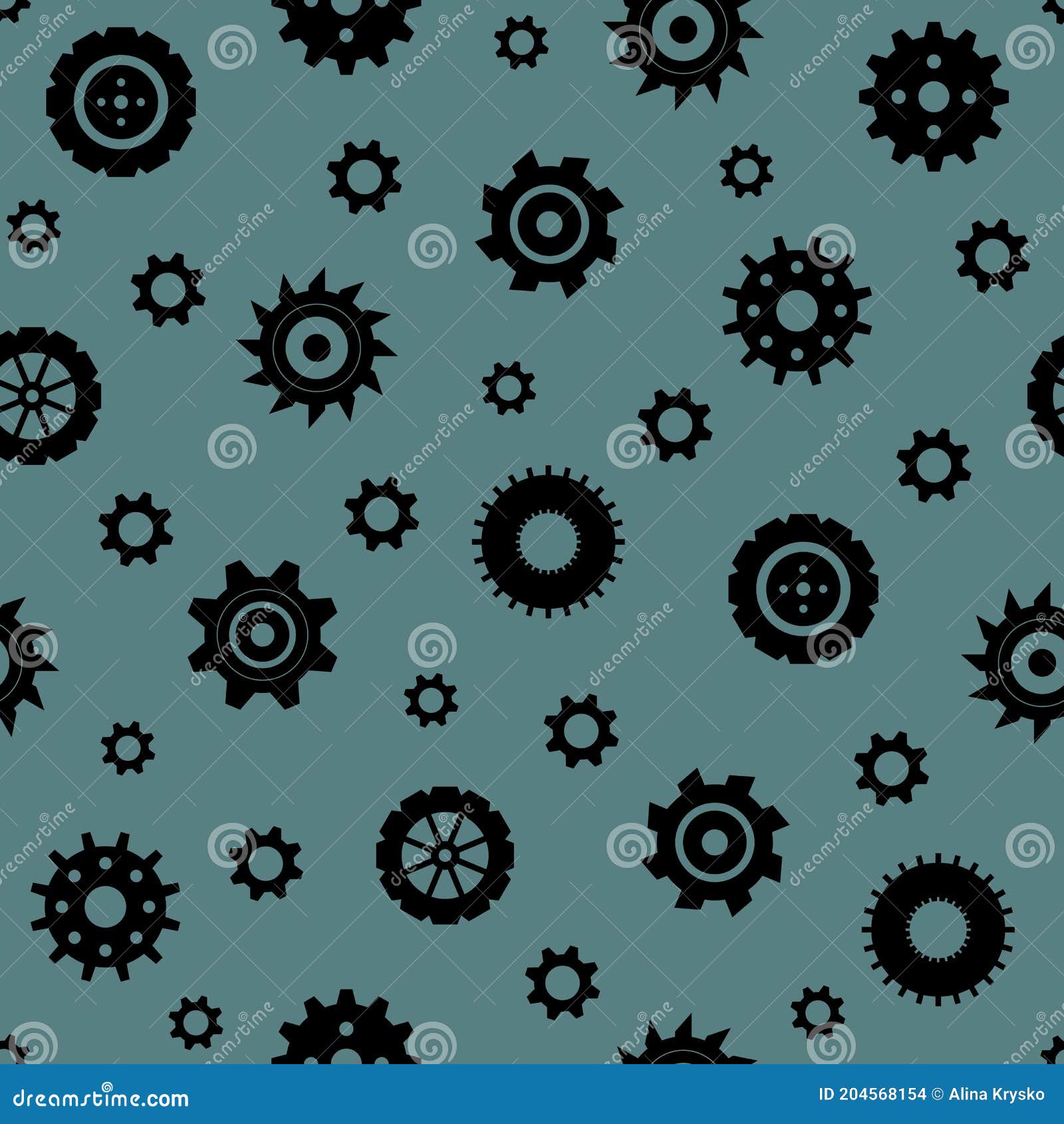 Seamless Vector Industrial Pattern with Gears and Nuts Stock Vector ...