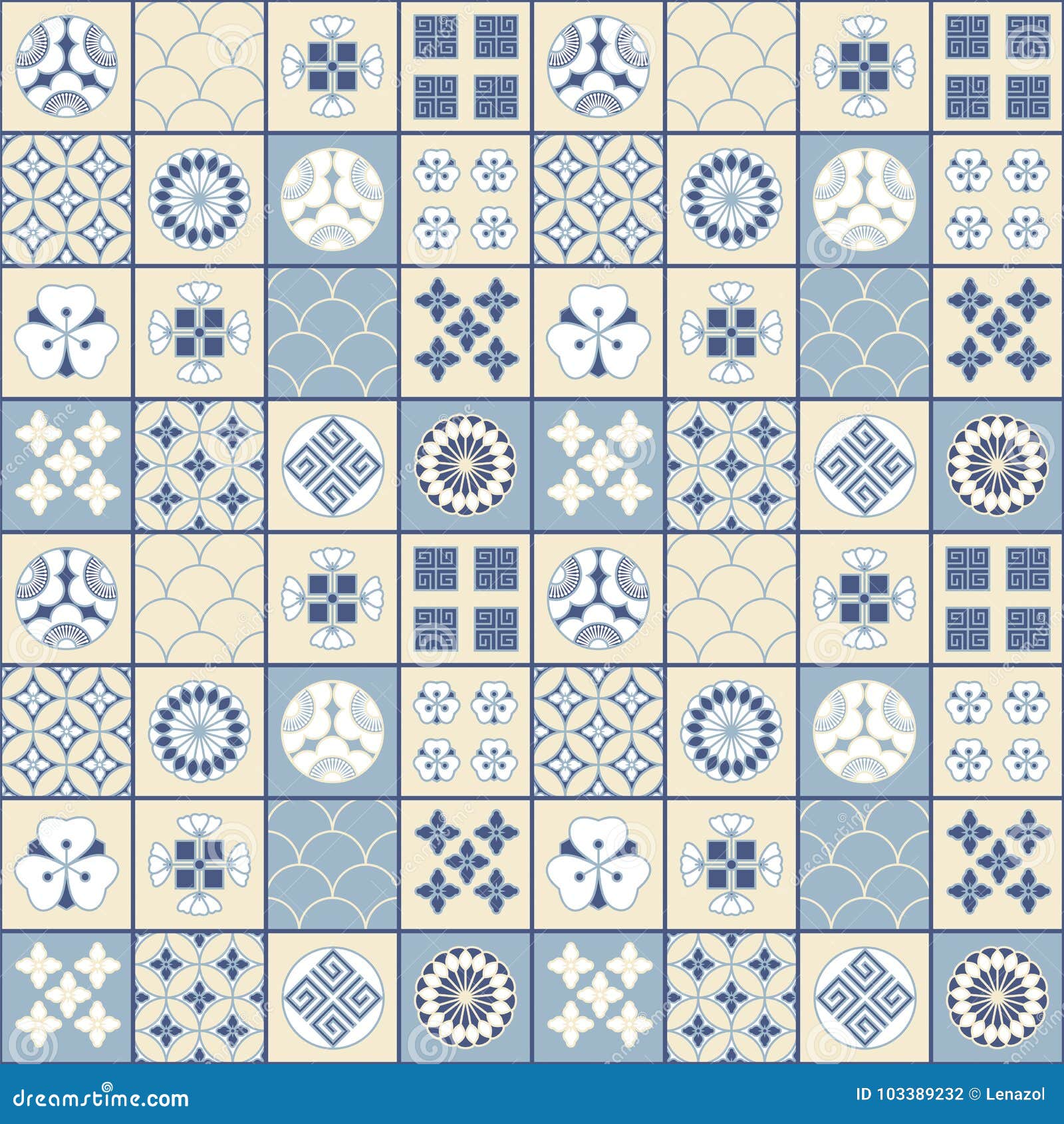 Seamless Vector Japanese Geometric Tile Pattern Design. Design for ...