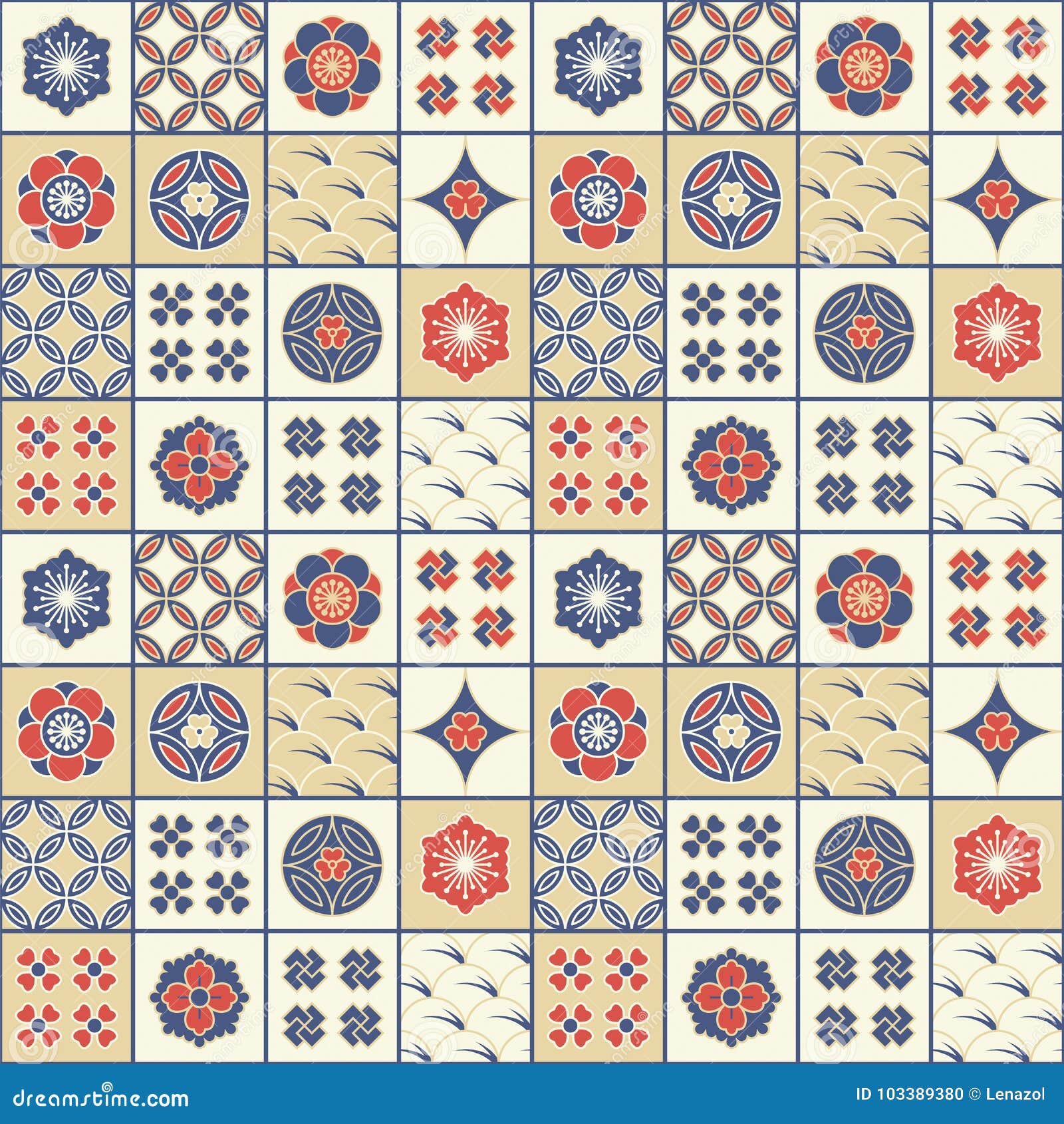 Seamless Vector Japanese Geometric Tile Pattern Design. Design for ...