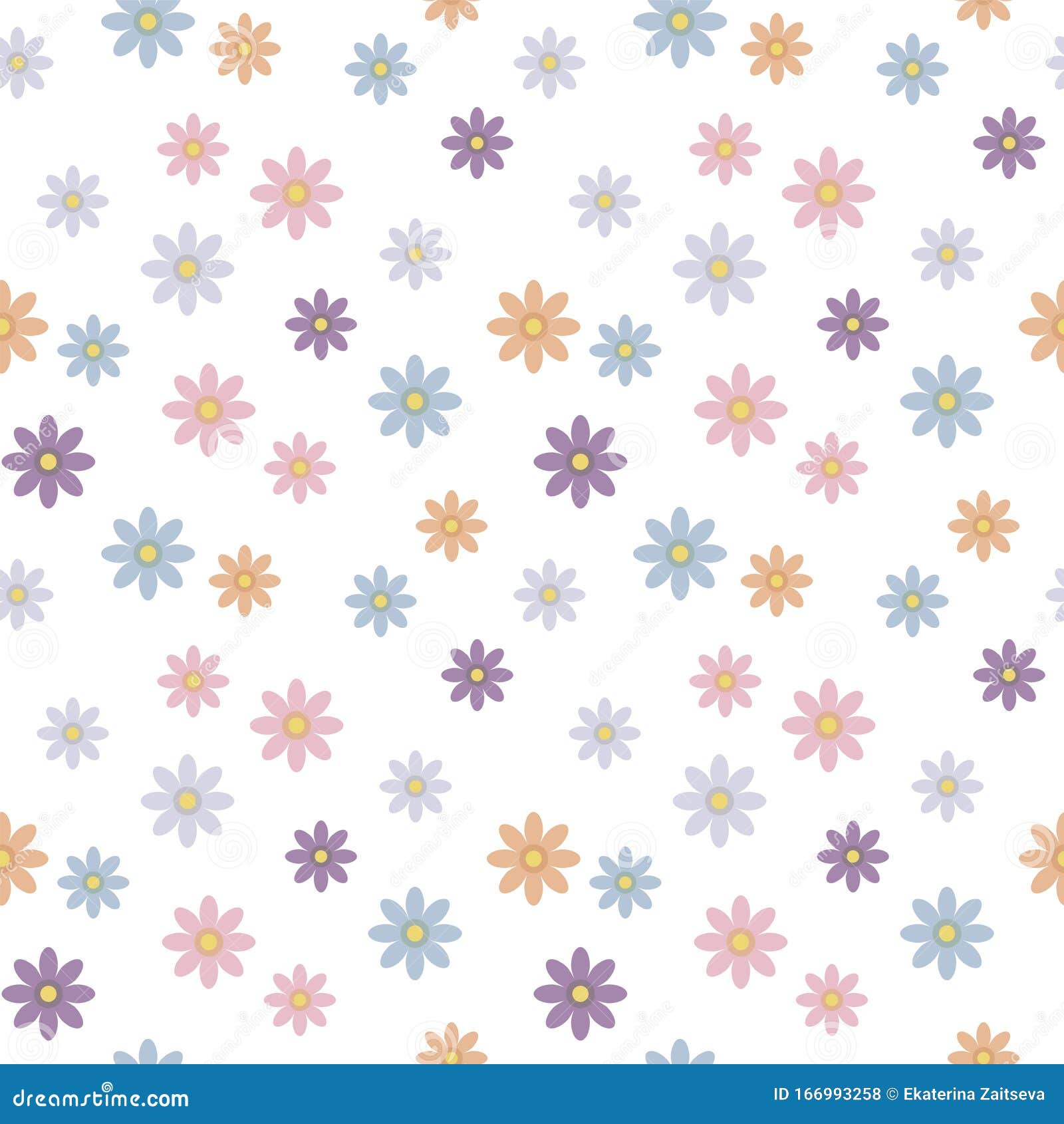 Seamless Vector Light Pattern with Color Red, Violet and Blue Flowers ...