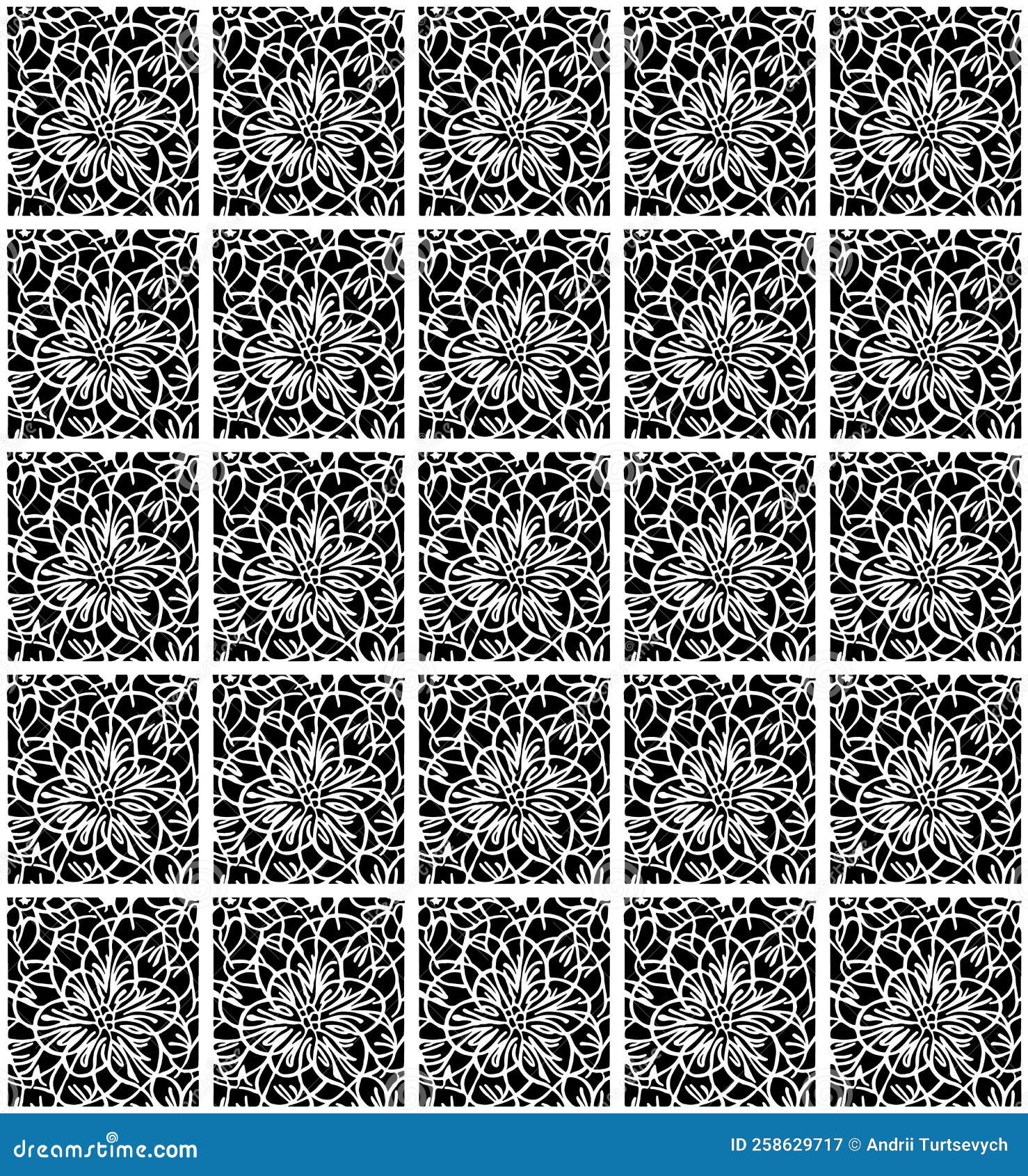 Seamless Line Art Pattern Made of Flowers, Black and White Stock ... Seamless Line Art Pattern Made of Flowers, Black and White Stock ...