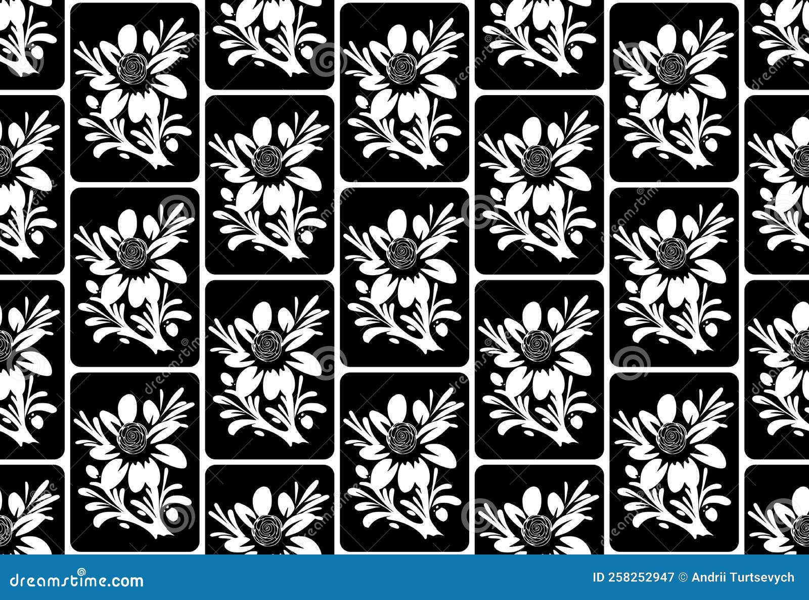 Seamless Vector Line Art Pattern Made of White Blooming Flowers on ... Seamless Vector Line Art Pattern Made of White Blooming Flowers on ...