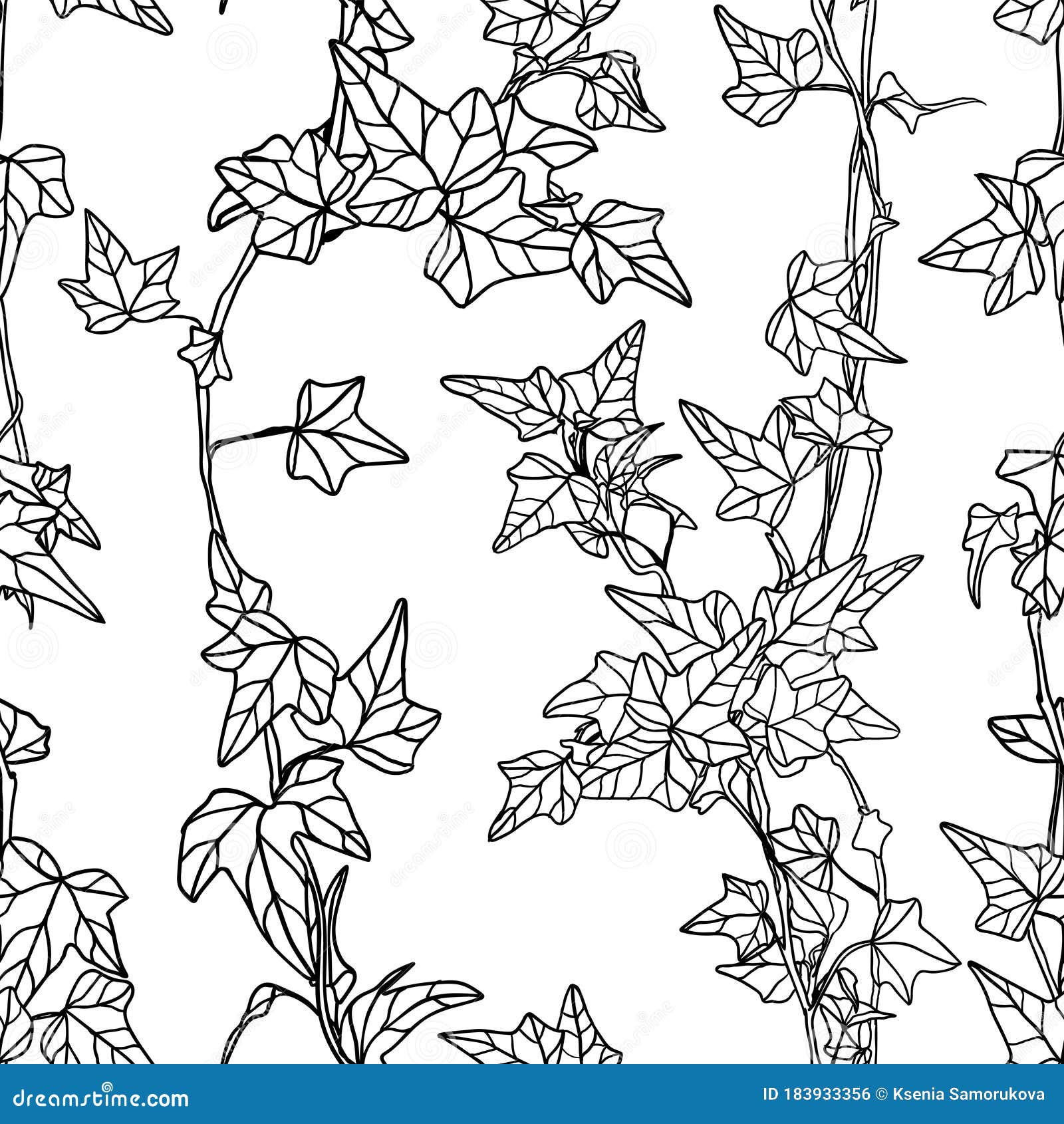 Seamless Pattern of Ivy Leaves Stock Vector - Illustration of painting ...