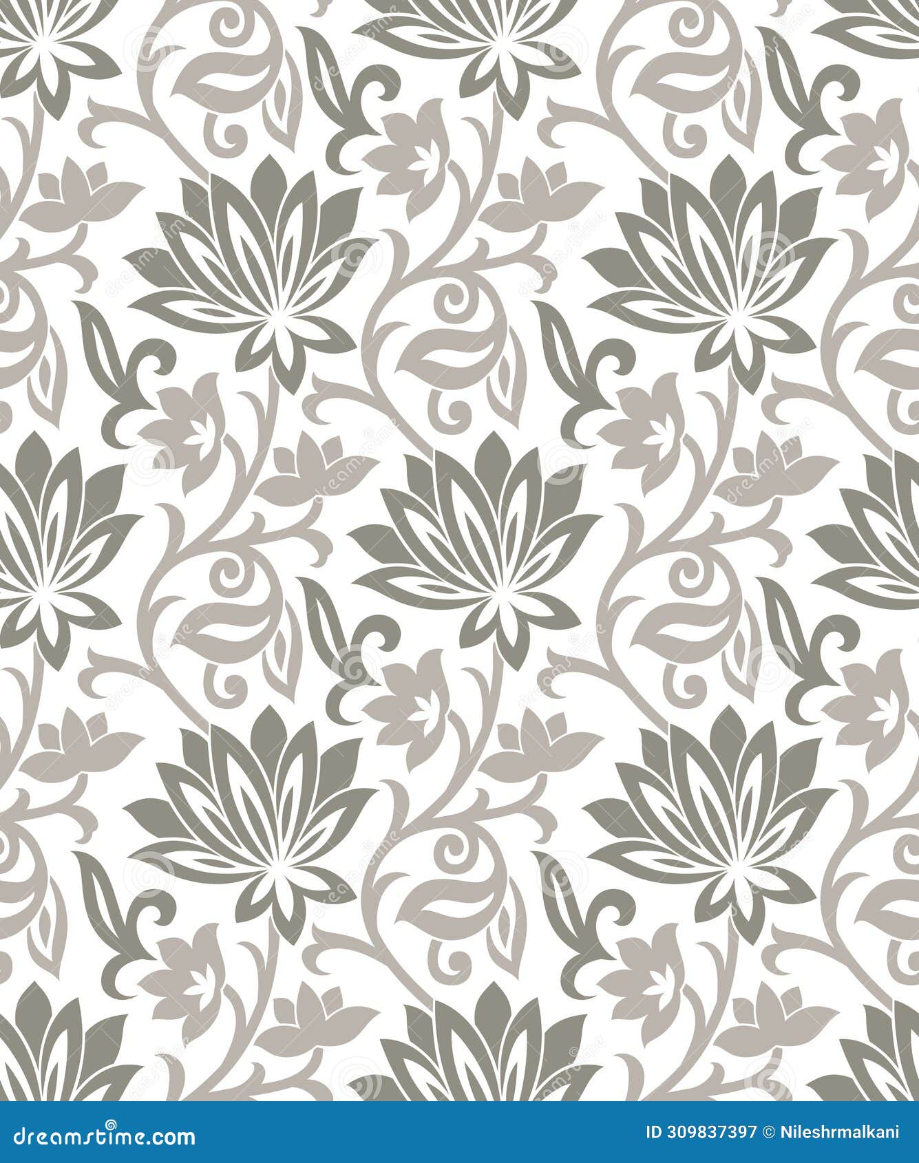 Seamless Vector Lotus Flower Wallpaper Pattern Design Stock Vector ...