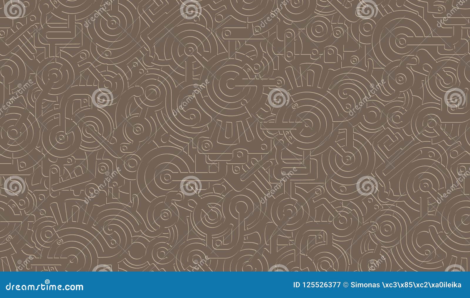 Seamless Vector Mechanical Pattern Texture. Isolated. Steampunk. Beige ...