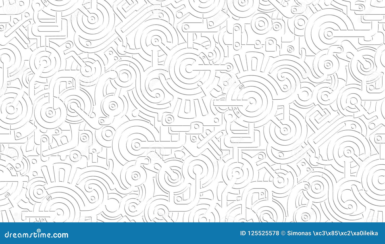 Vector Seamless Mechanical Pattern Texture. Isolated. Steampunk. White ...