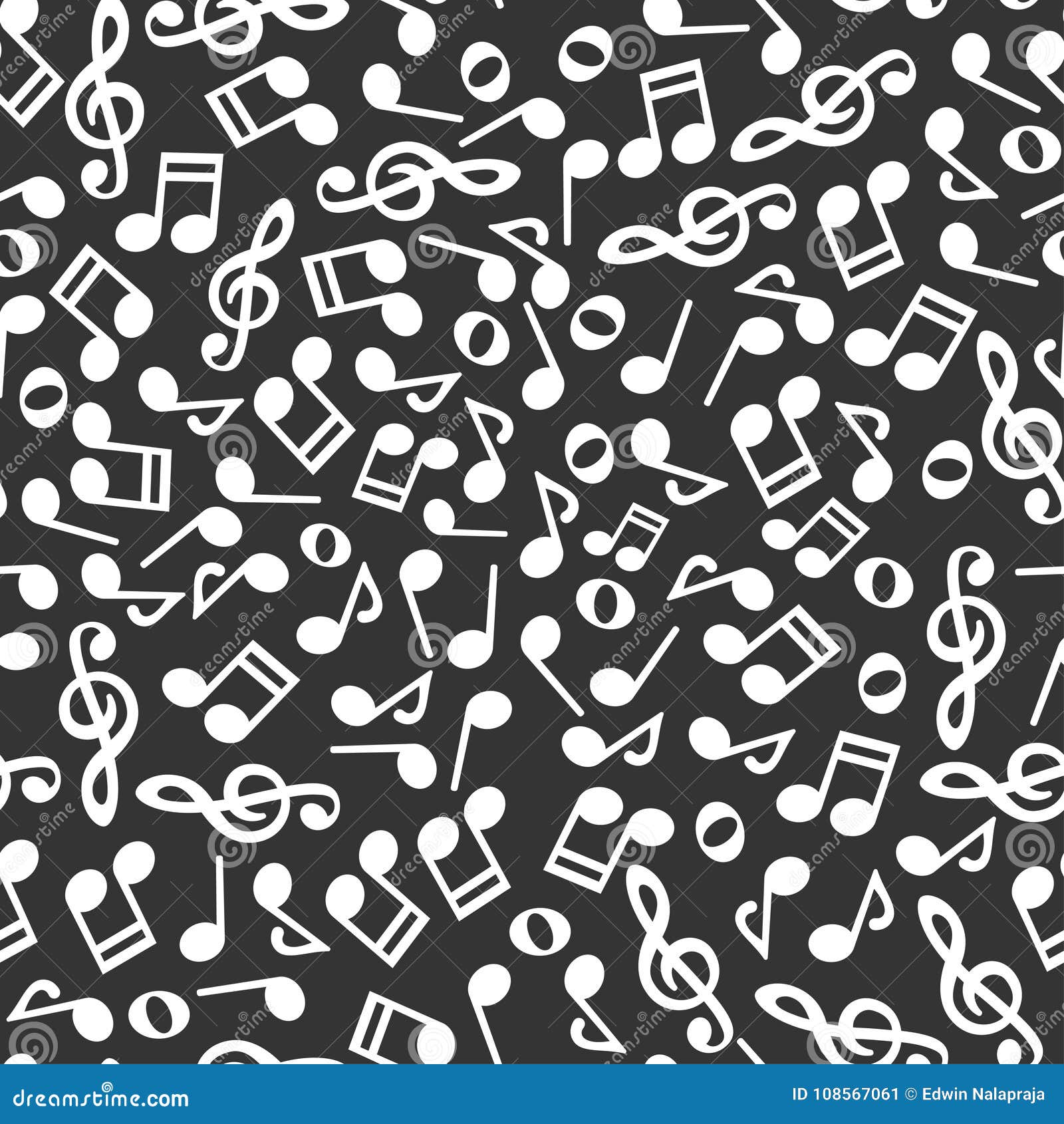 Seamless Vector Music Notes Pattern Stock Vector - Illustration of ...