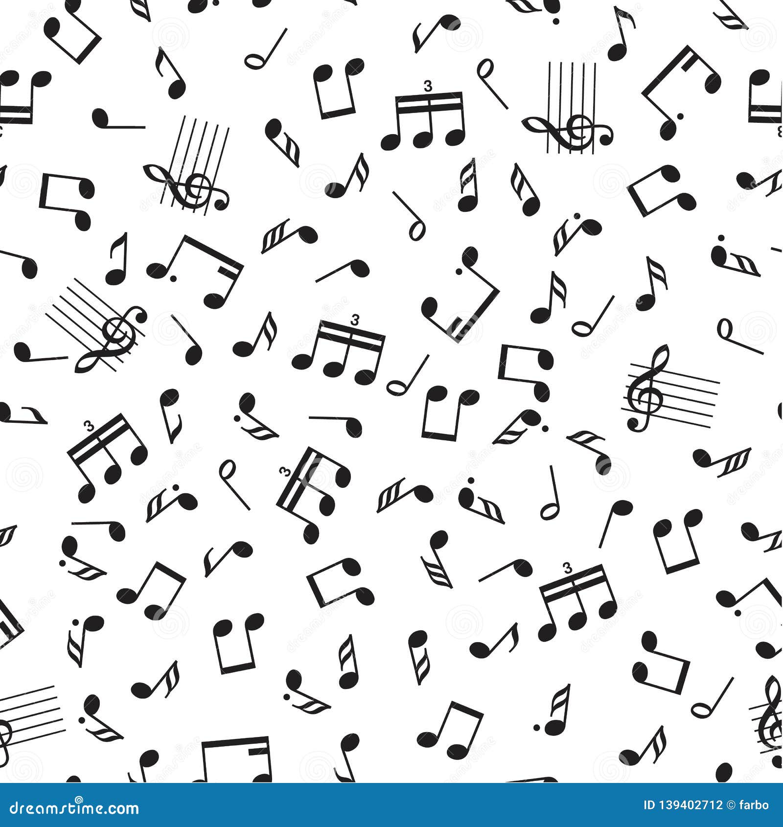 Seamless Vector Music Notes Pattern Stock Vector - Illustration of ...
