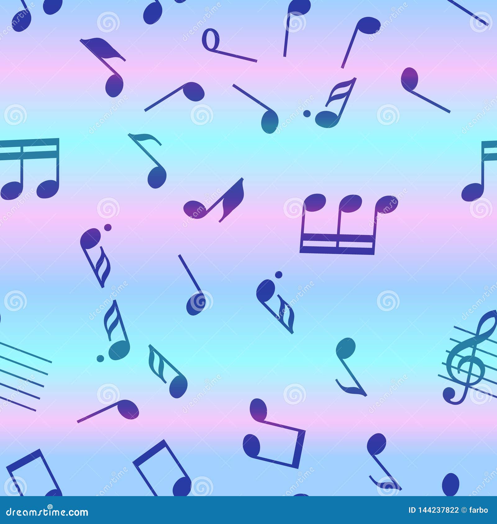 Seamless Vector Music Notes Pattern Stock Vector - Illustration of ...