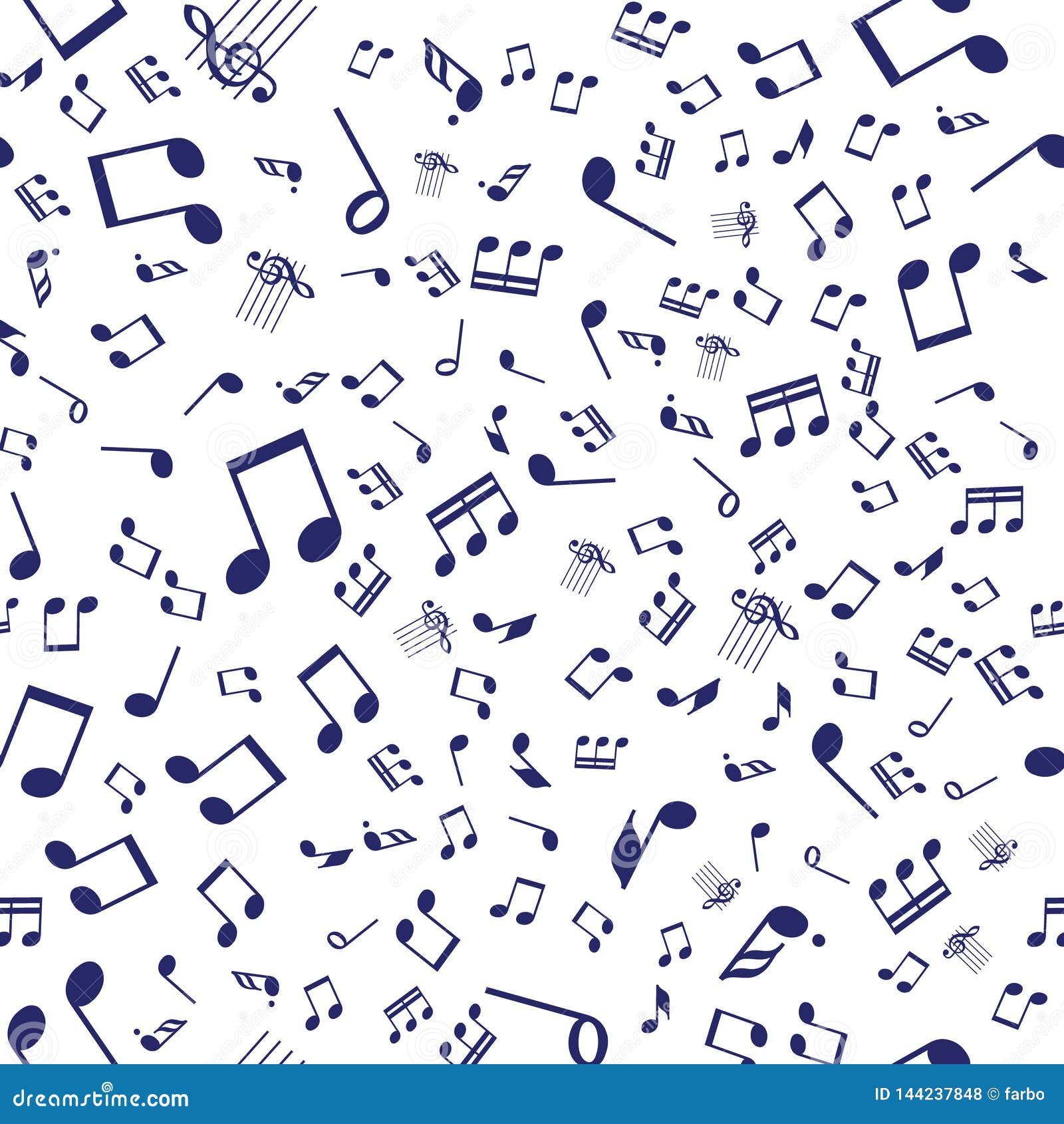 Seamless Vector Music Notes Pattern Stock Vector - Illustration of ...