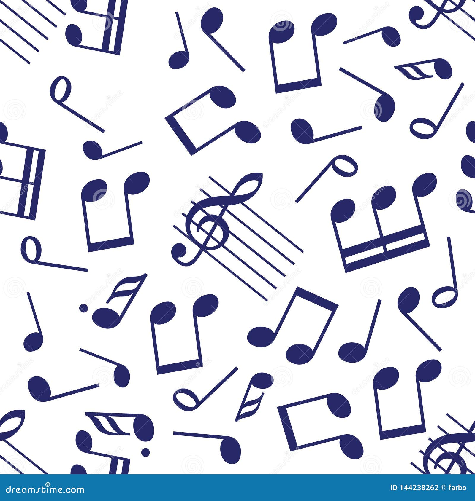 Seamless Vector Music Notes Pattern Stock Vector - Illustration of ...