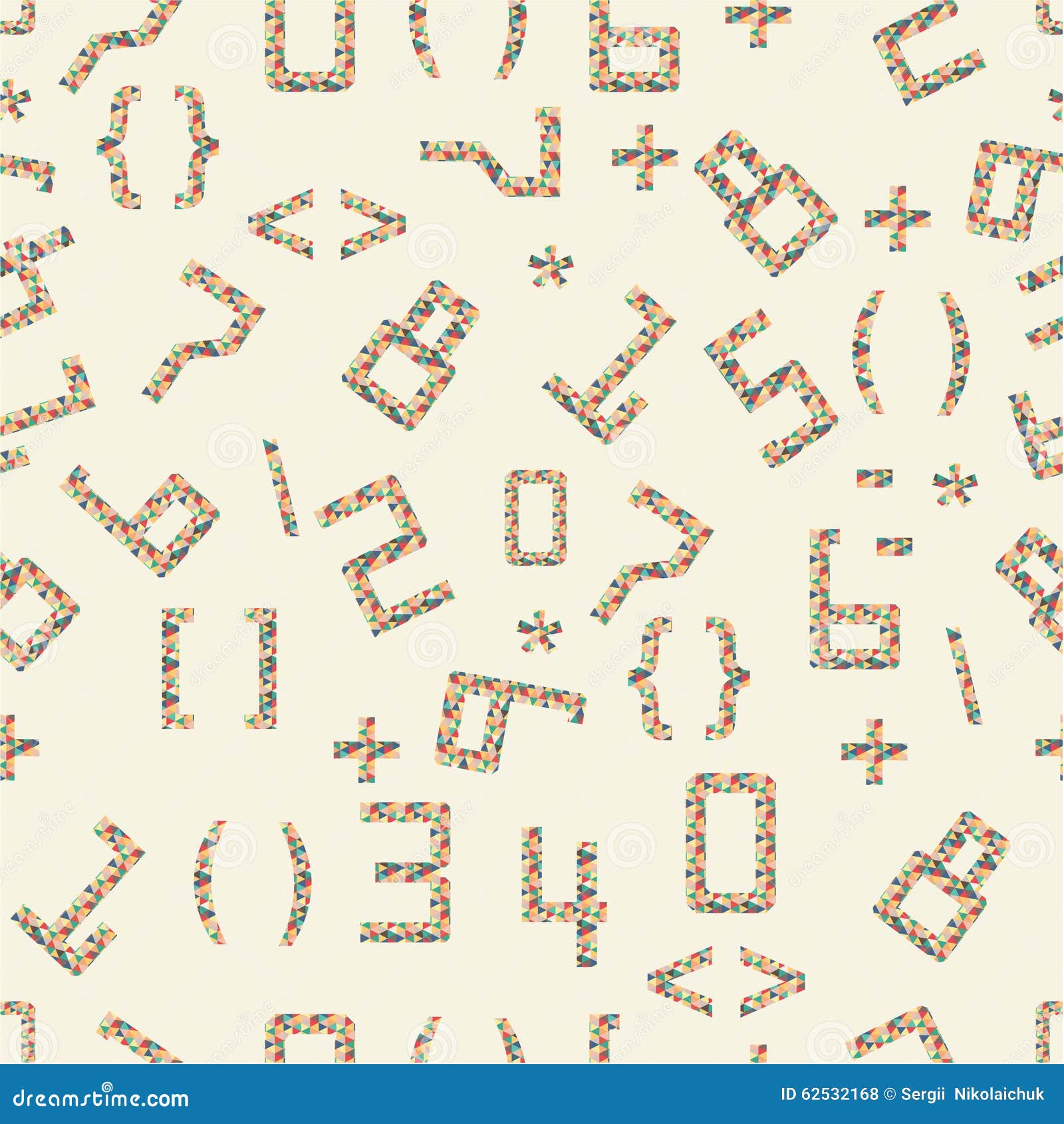 Seamless Vector of Numbers and Geometric Shapes Stock Vector ...