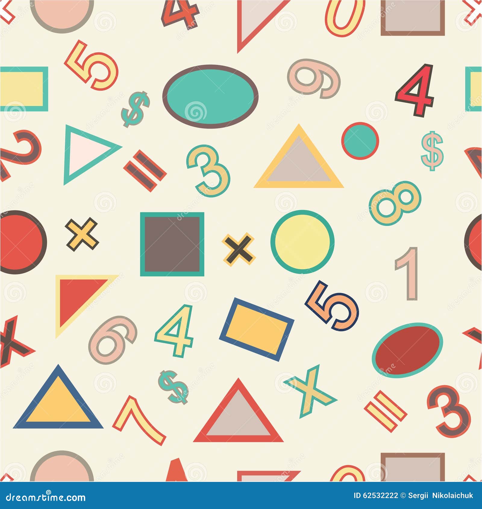 Seamless Vector of Numbers and Geometric Stock Vector - Illustration of ...