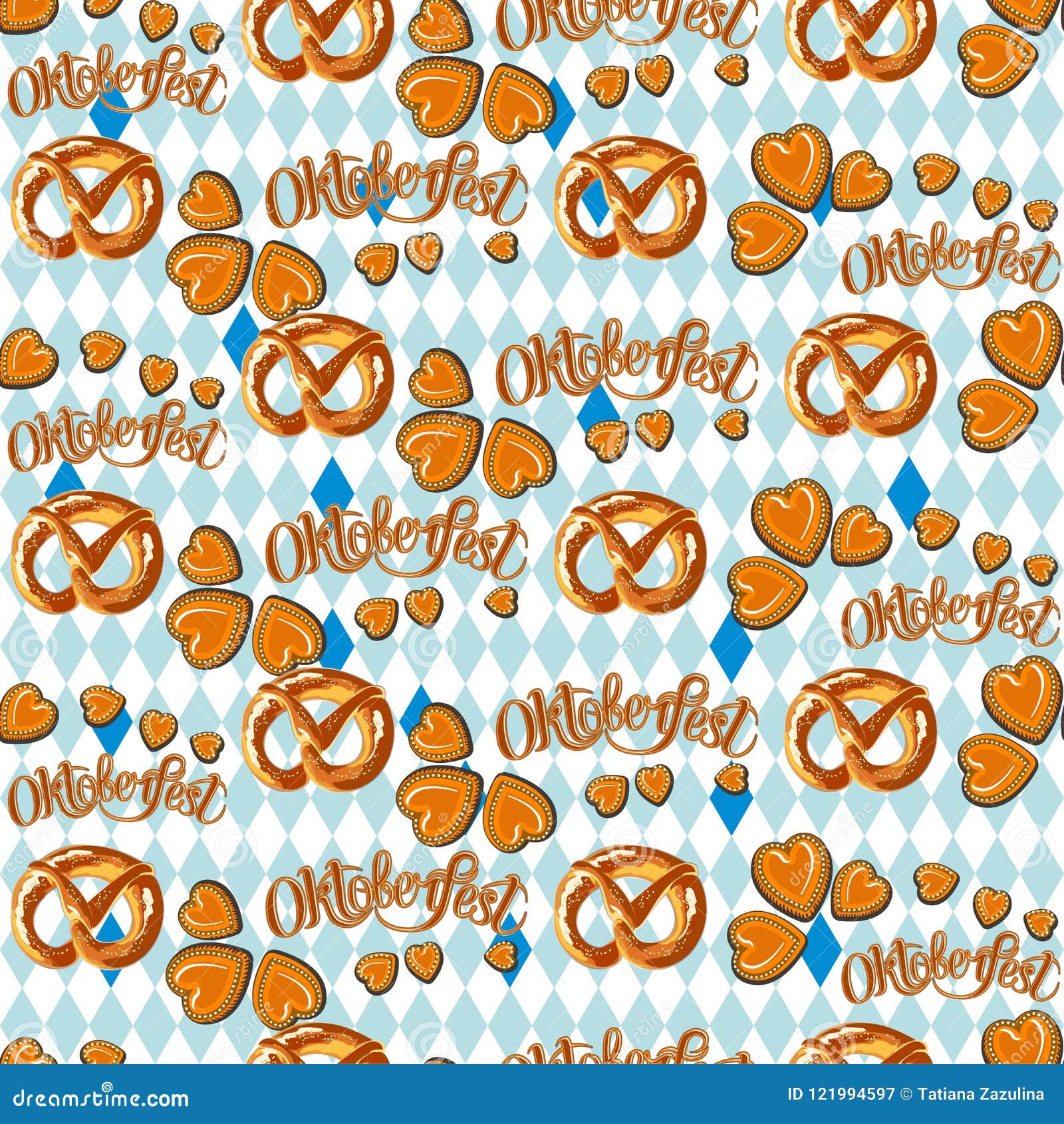 Seamless Vector Oktoberfest Pattern. Pretzel Illustration Stock Vector ...