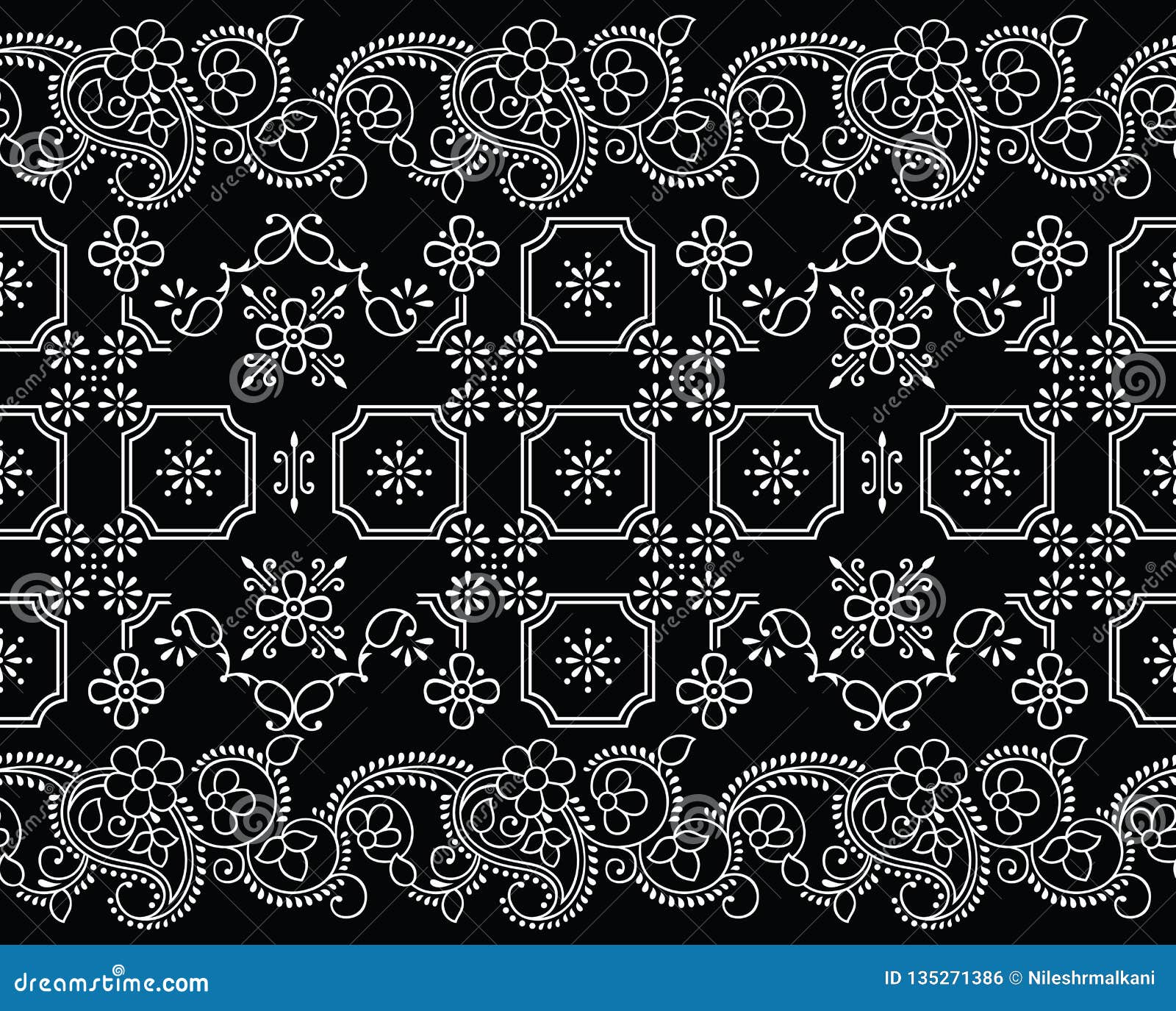 Seamless Vector Paisley Border Stock Vector - Illustration of classic ...
