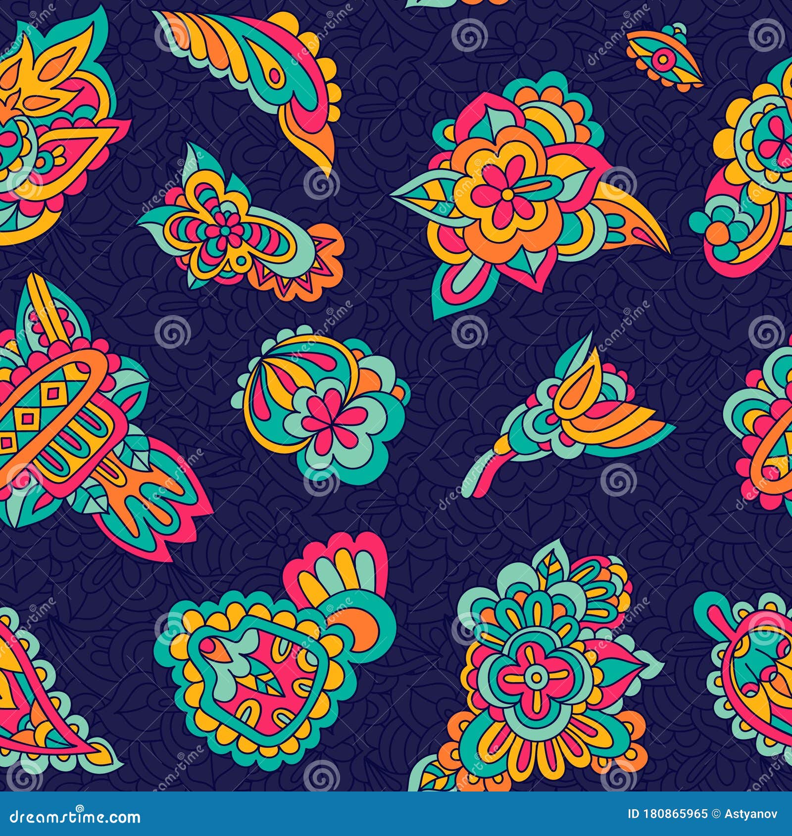 Seamless Vector Paisley Pattern Floral Abstract Design Stock Vector ...