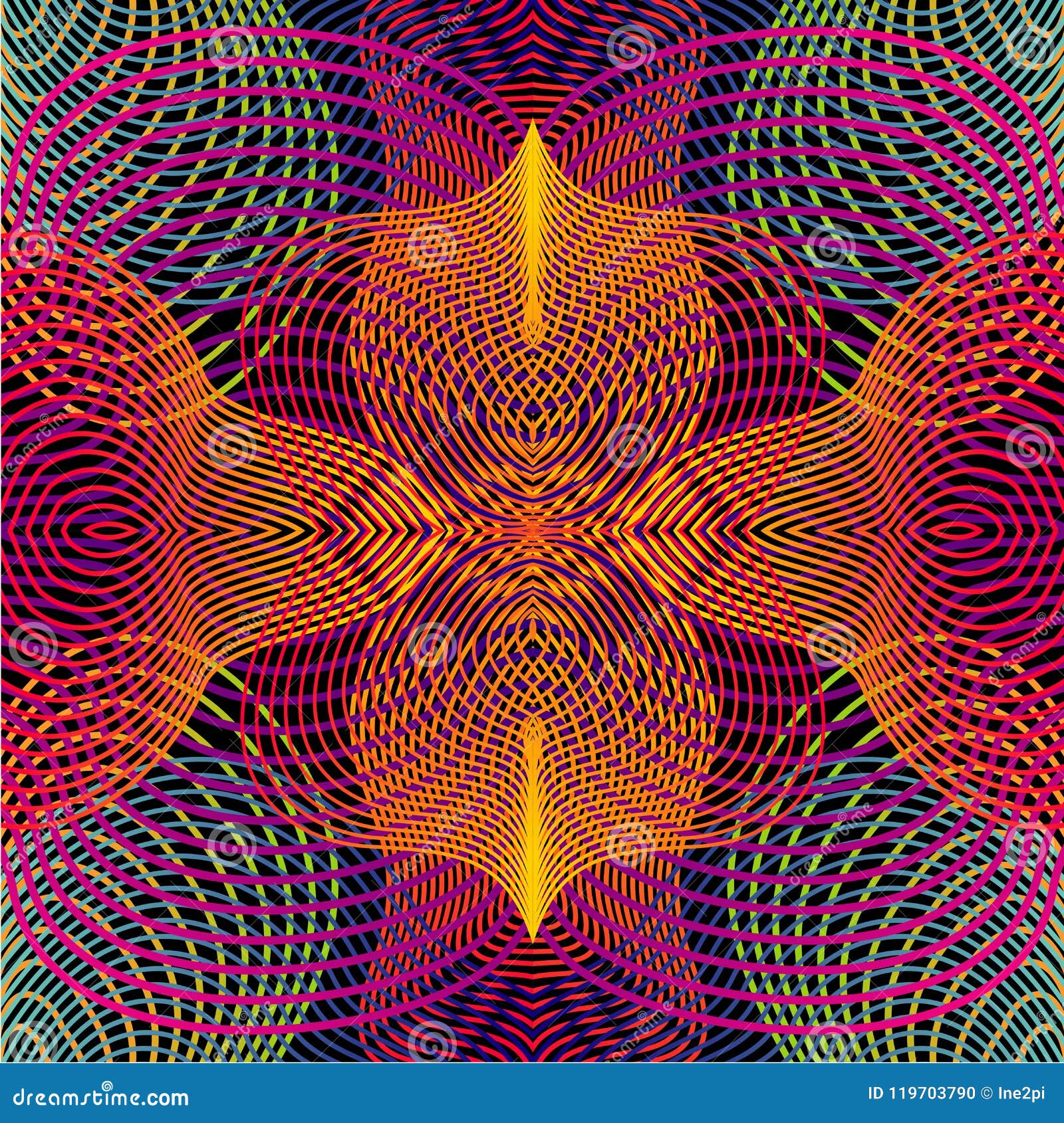 Seamless Vector Patten with Hypnotize Smooth Line. Retro Psychedelic ...